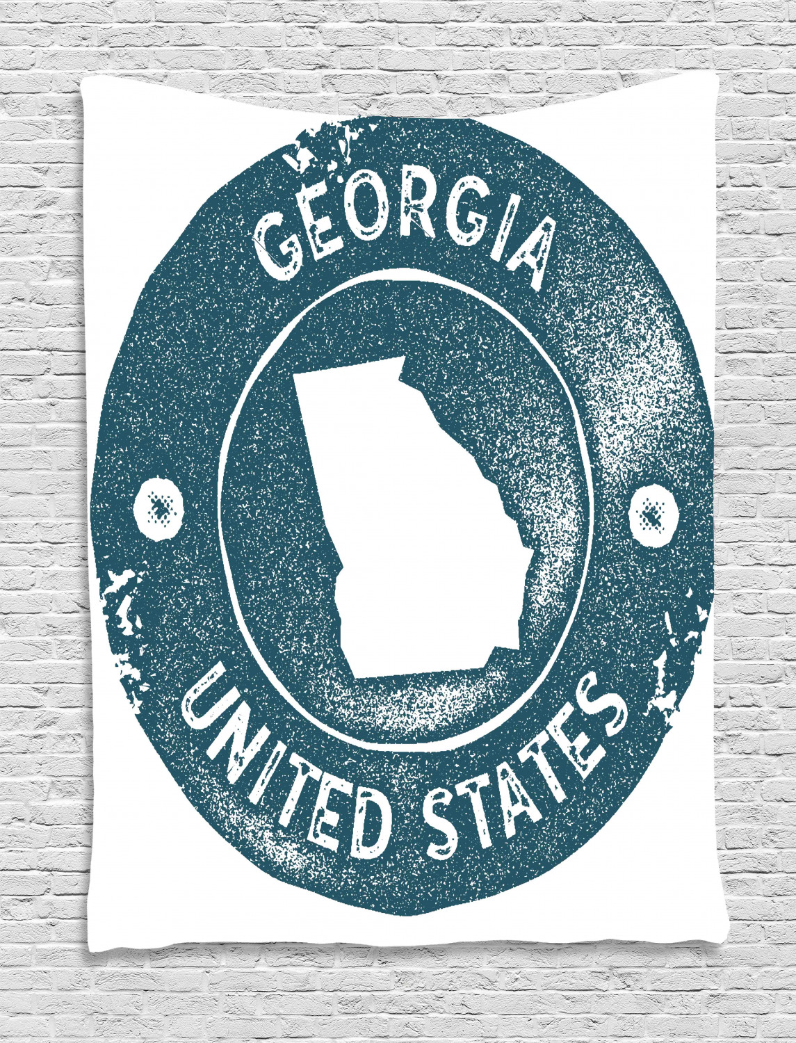 Georgia Tapestry, Map of Georgia Illustrated on a Round Emblem Inspired ...
