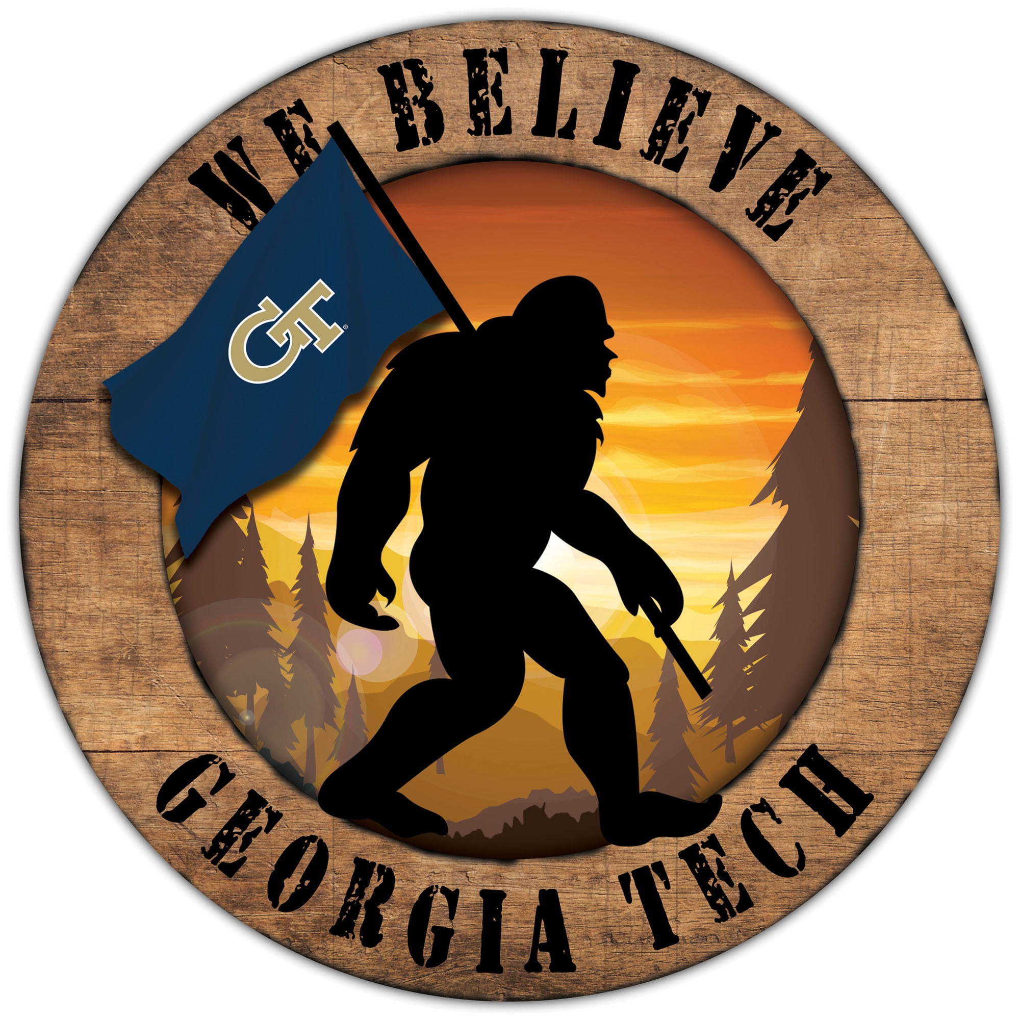 Georgia Tech Yellow Jackets 12'' We Believe Bigfoot Circle Sign ...