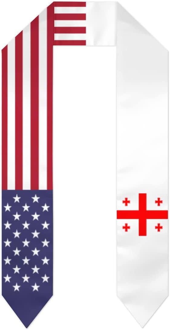 Georgia & USA United States Flag Graduation Stole For International ...