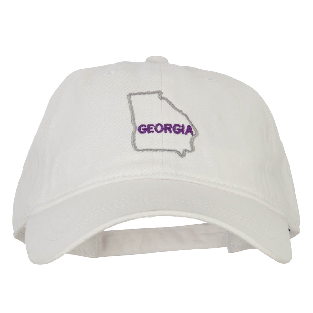 Georgia with Map Outline Embroidered Washed Cotton Twill Cap - White ...