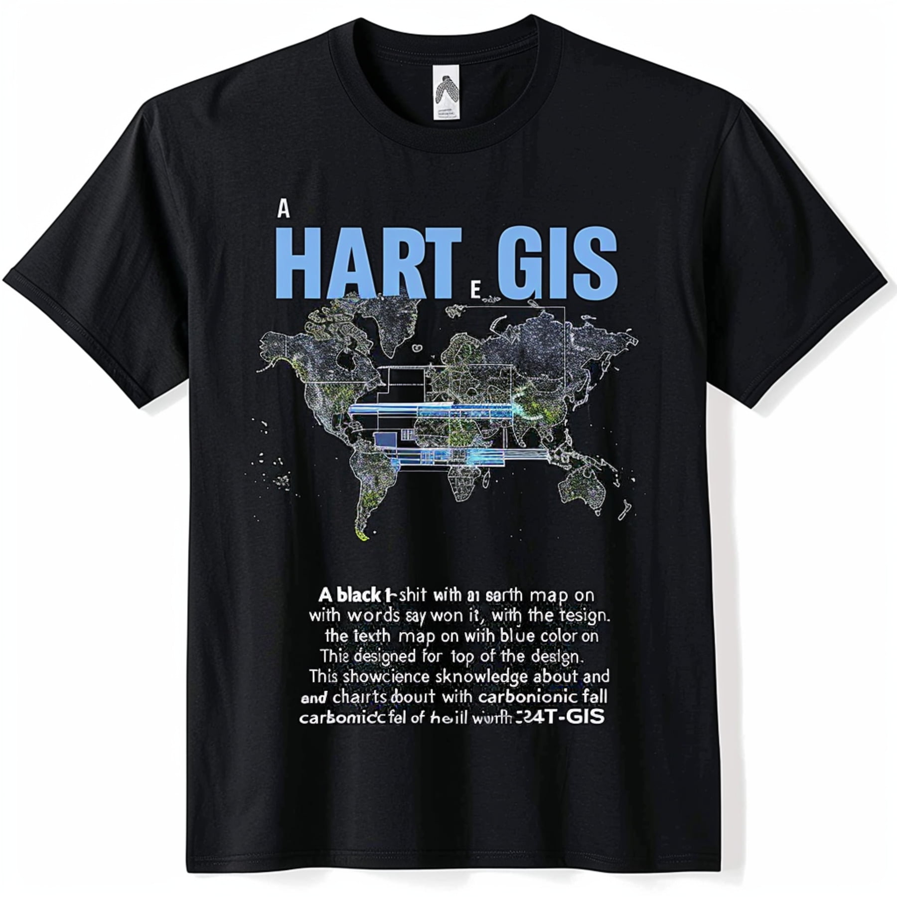 Geoscience Student's Map & Chart Black T Shirt with Carbonic Fall Green ...