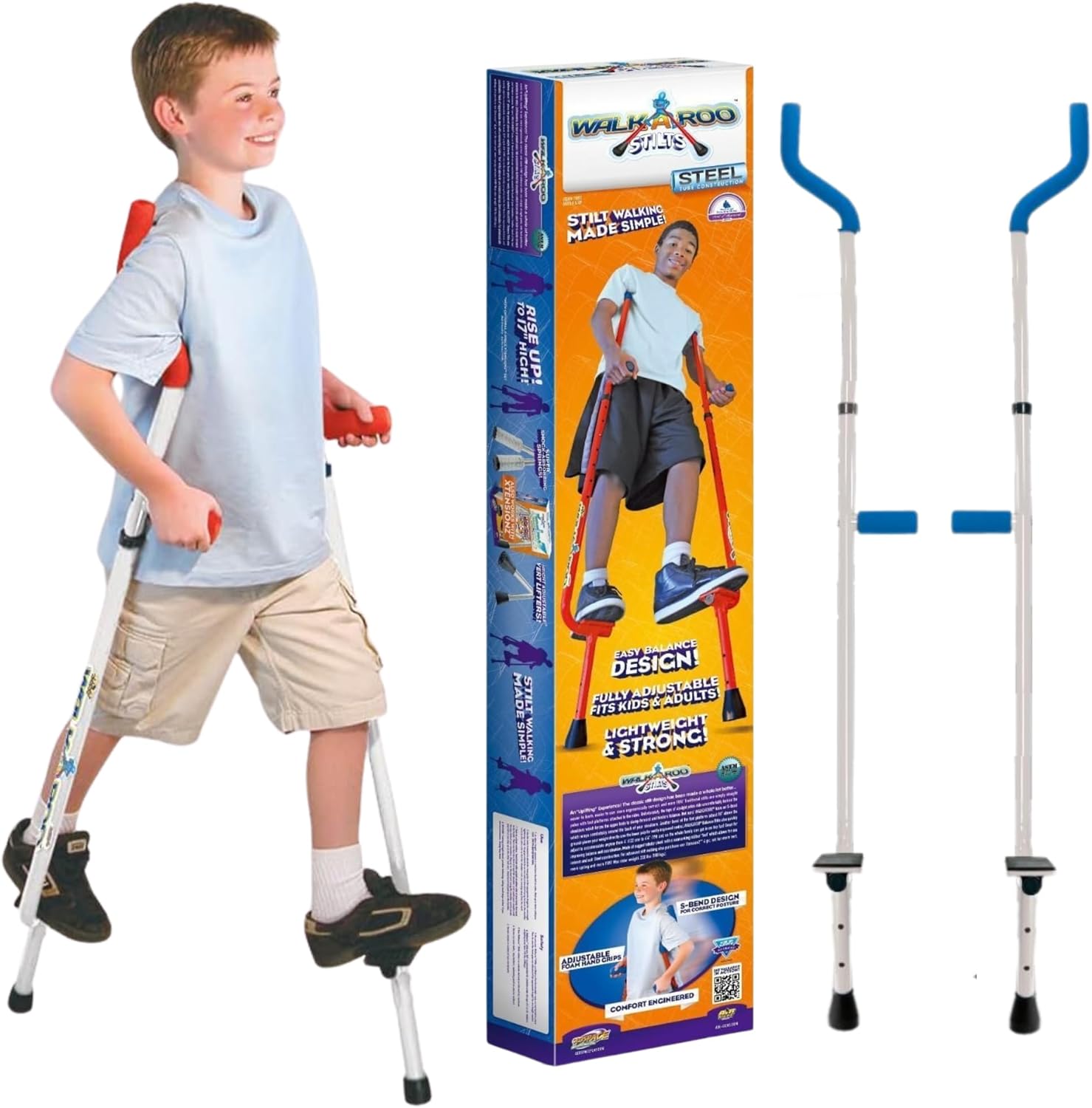 Geospace Adjustable Walkaroo Steel Stilts for Kids - Indoor/Outdoor ...