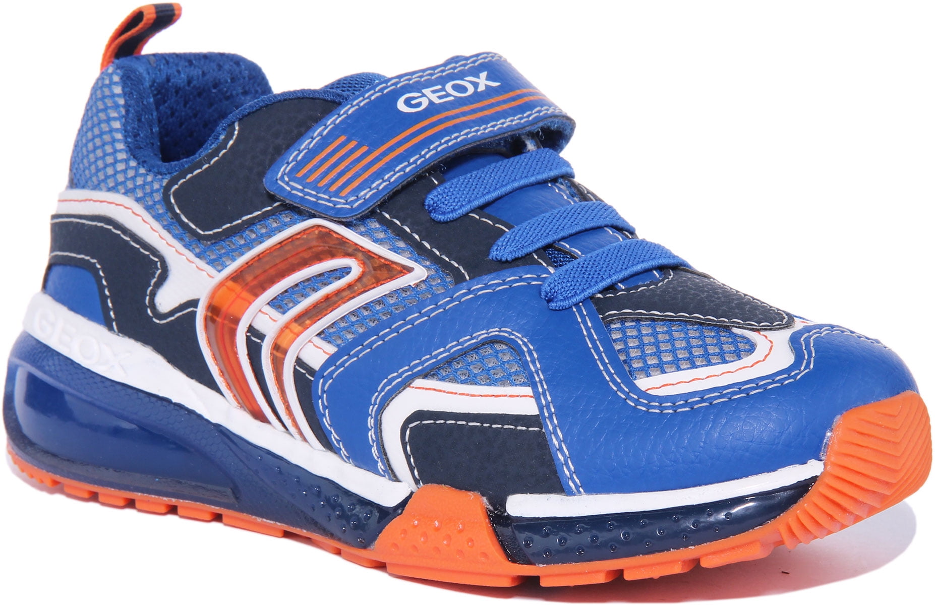 Geox J Bayonyc Kid's Synthetic Mesh Slip On Light Up Trainers In Blue ...