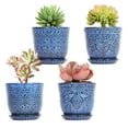 Gepege 4 Inch Ceramic Succulent Pots with Drainage Holes and Saucers ...