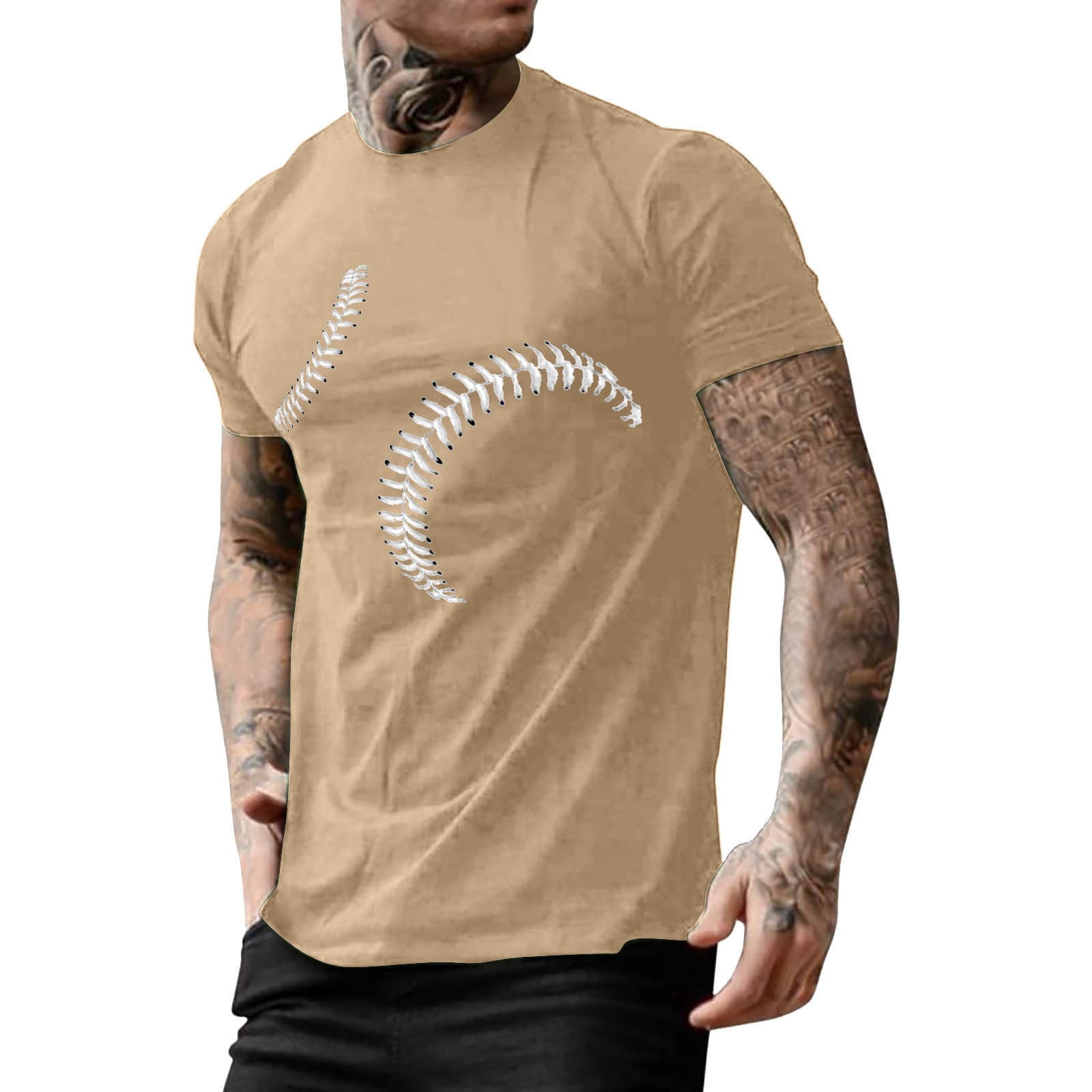 Gephdiin Graphic Tees Mens T Shirts Mens Summer Baseball Letter