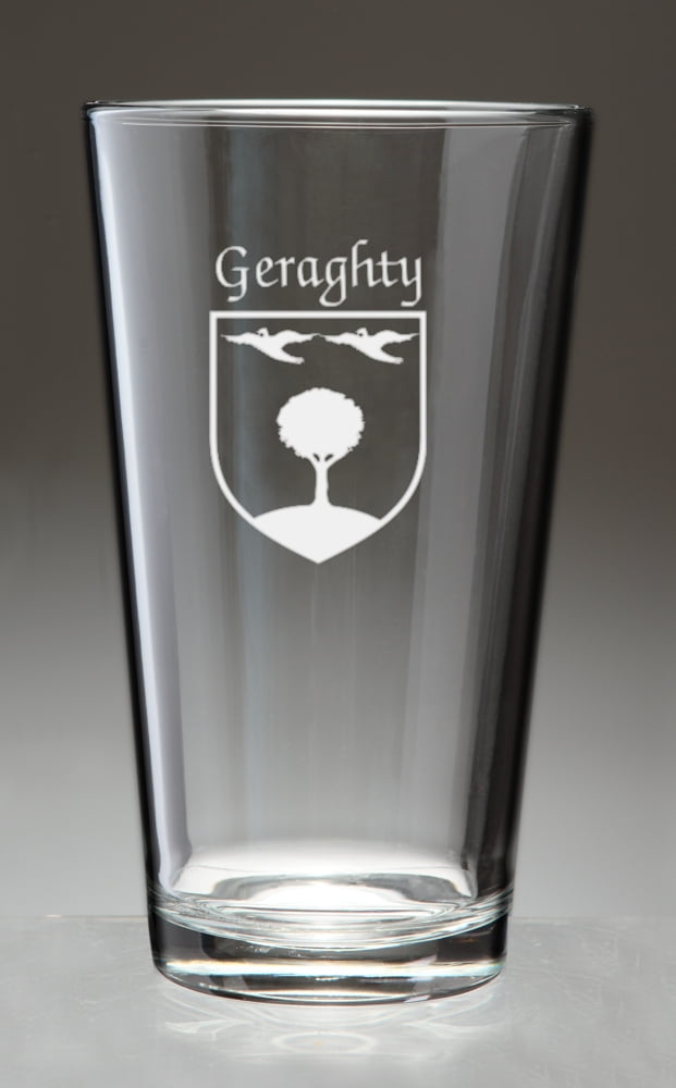 Geraghty Irish Coat of Arms Pint Glasses - Set of 4 (Sand Etched ...