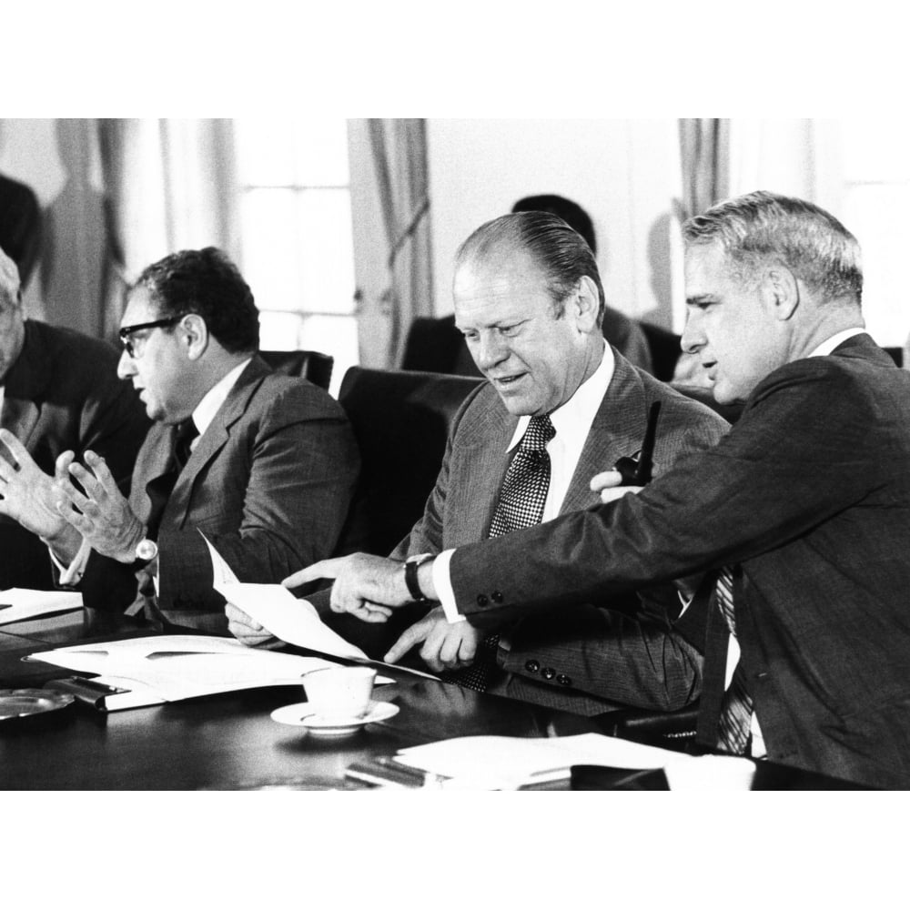Gerald Ford At A Cabinet Meeting During His First Month As President. L ...