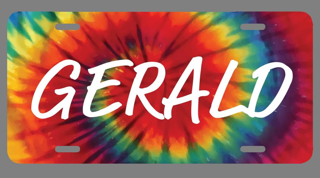 Gerald Name Tie Dye Style License Plate Tag Vanity Novelty Metal | UV ...