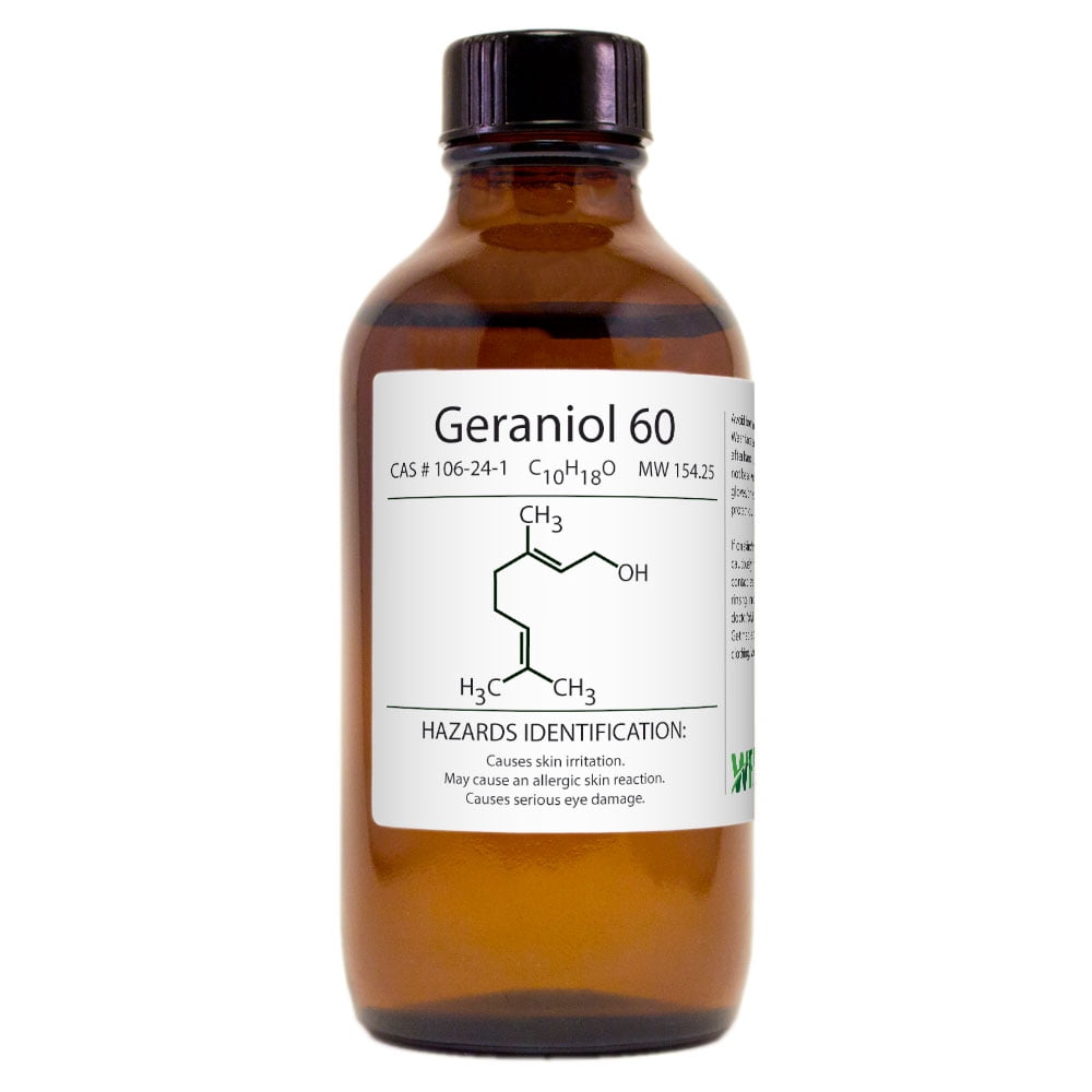 GreenHealth Geraniol 60, 4 fl oz Amber Glass Bottle, Rose-Like Scent ...