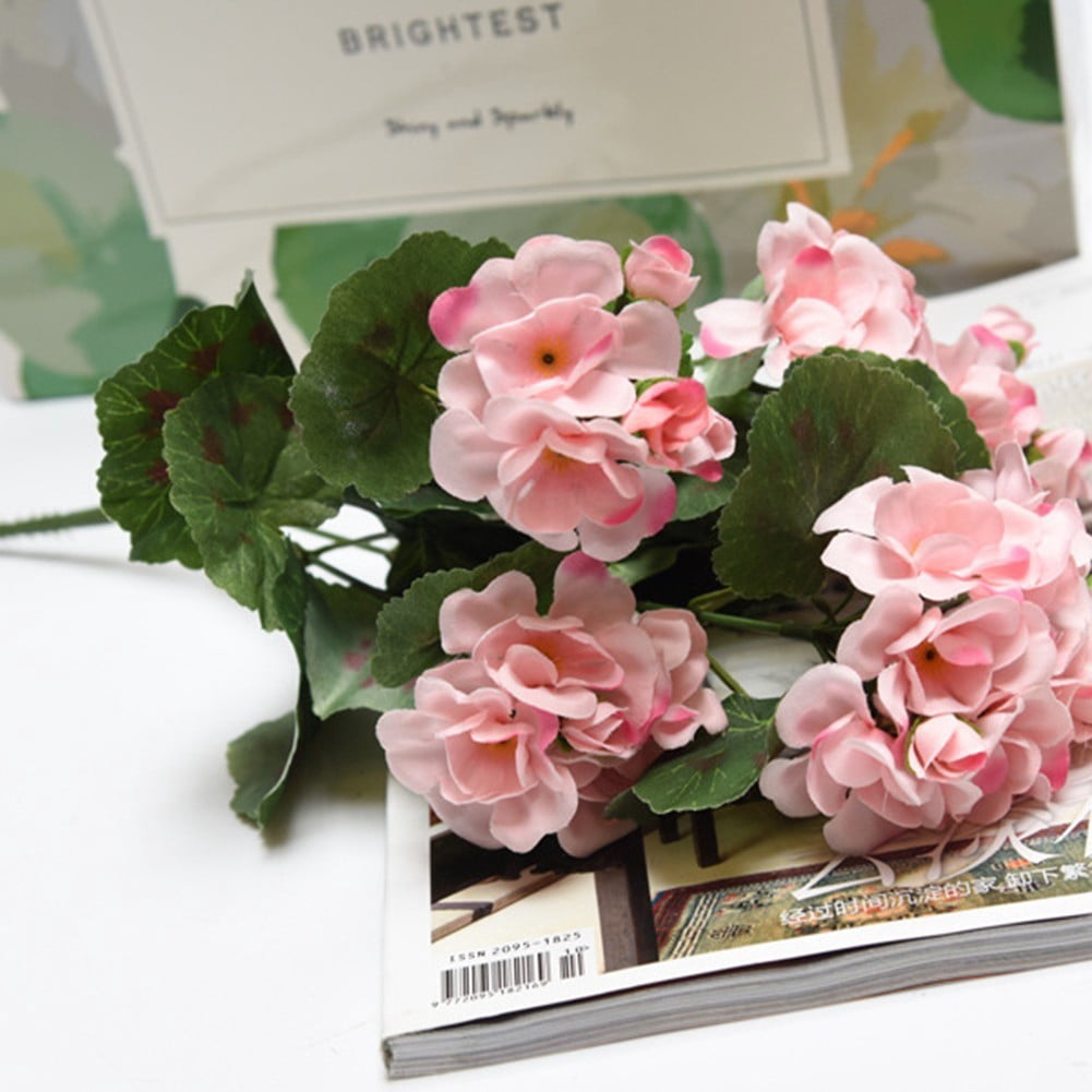 Geranium Artificial Flowers Bush UV Resistant Faux Geraniums Silk ...