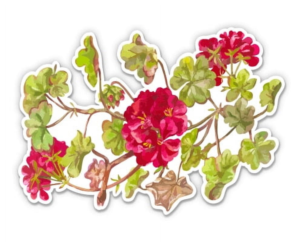 Geranium Flowers - 7" Vinyl Sticker - For Car Laptop I-Pad - Waterproof ...