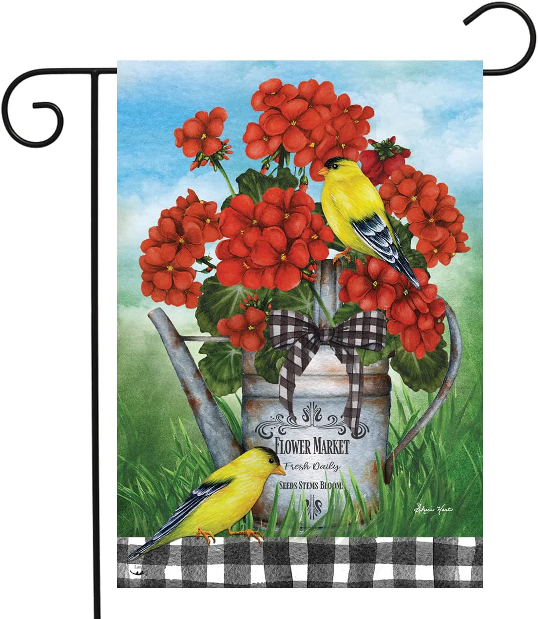 Geranium Watering Can Summer Garden Flag Goldfinches Birds - Walmart.com