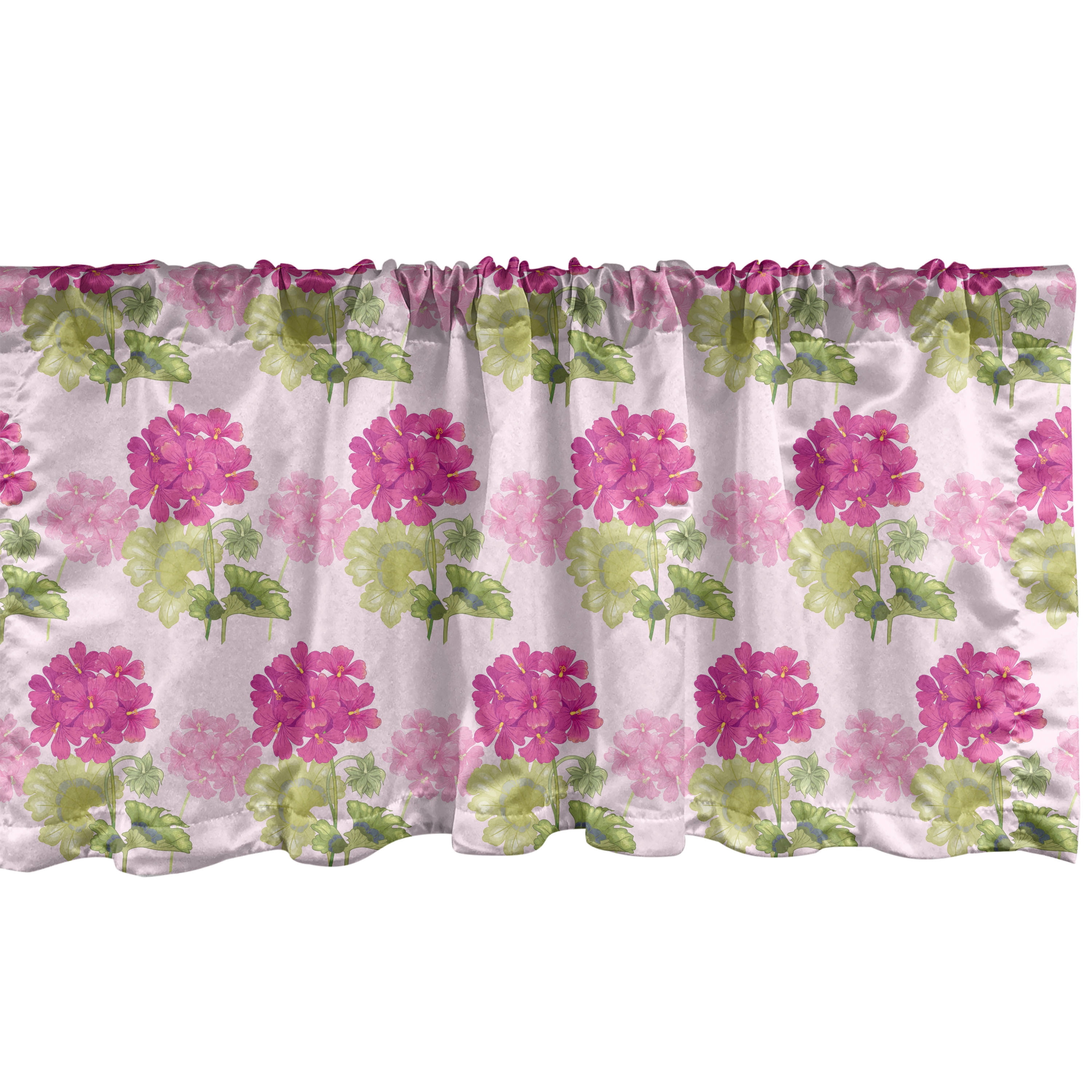 Ambesonne Geraniums Window Valance Spring Nature Art Flowers 54 X 18