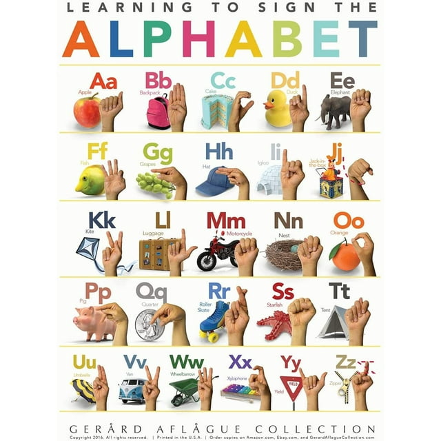 Gerard Aflague Collection 18x24 Children's Sign Language Alphabet ...