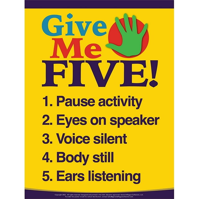 Gerard Aflague Collection - Give Me Five Classroom Management Poster ...