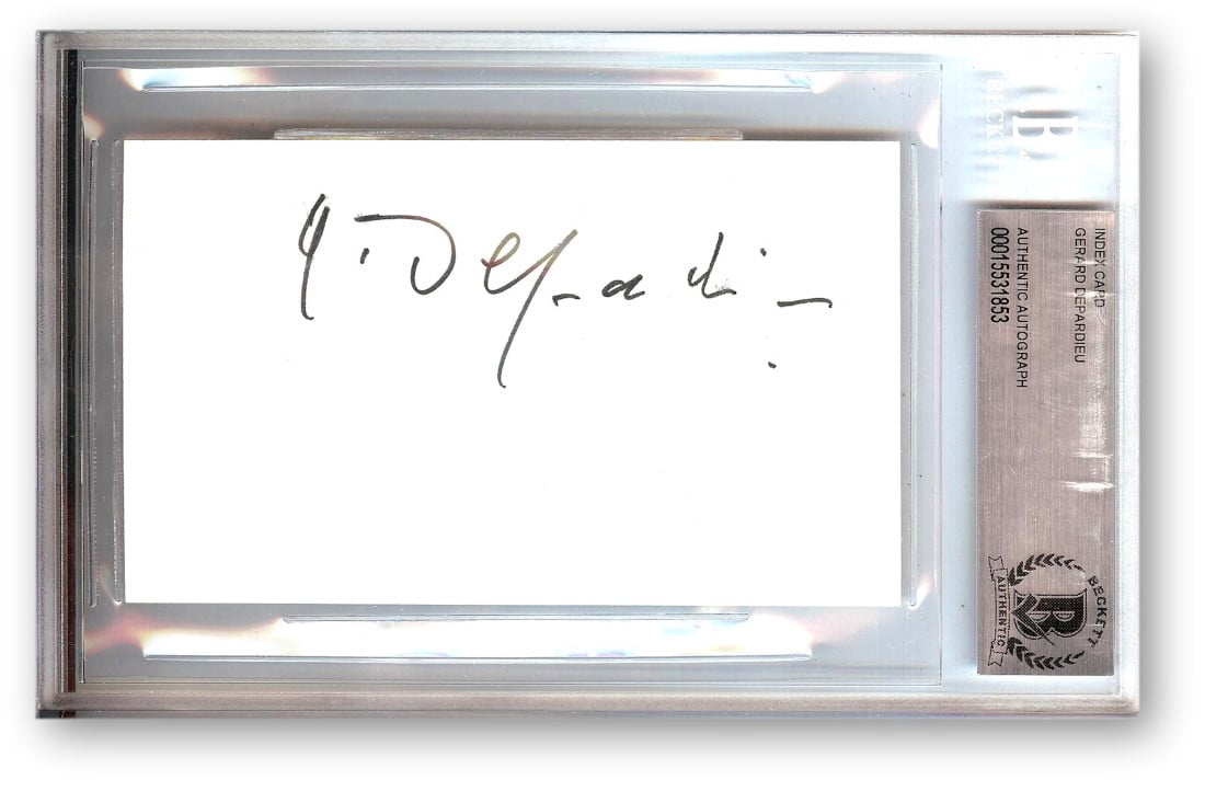 Gerard Depardieu Signed Autographed Index Card Green Card Actor BAS ...