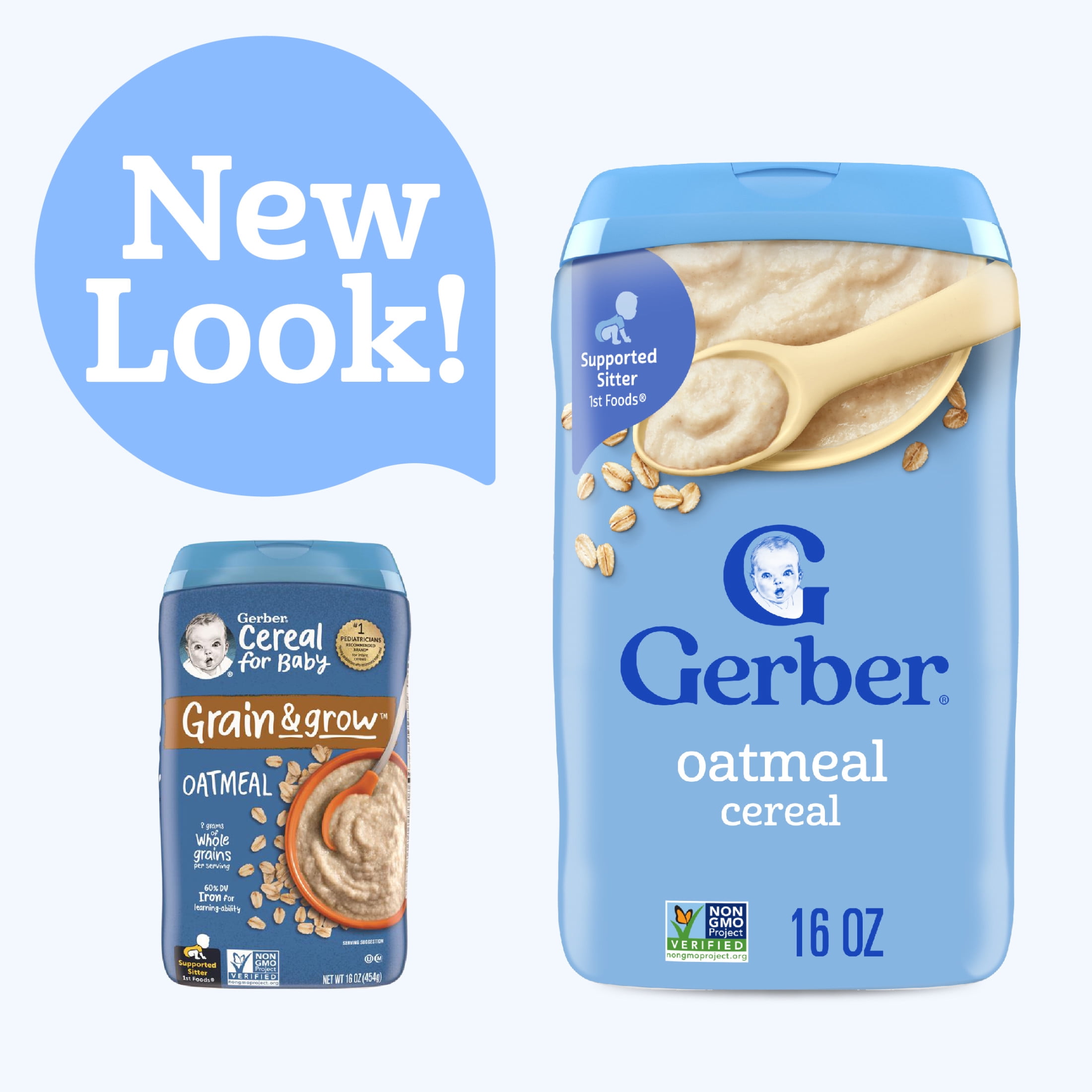 Gerber 1st Foods Baby Cereal, Grain & Grow Oatmeal, Clean Label Project ...