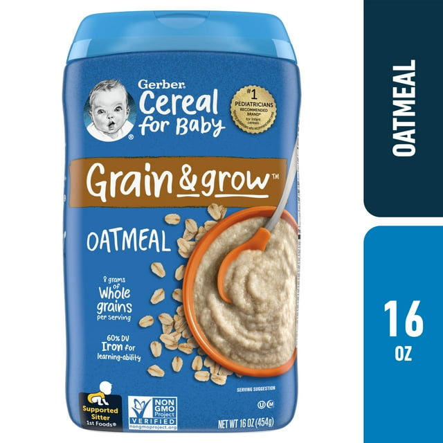 Gerber 1st Foods Baby Cereal, Grain & Grow Oatmeal, Clean Label Project ...