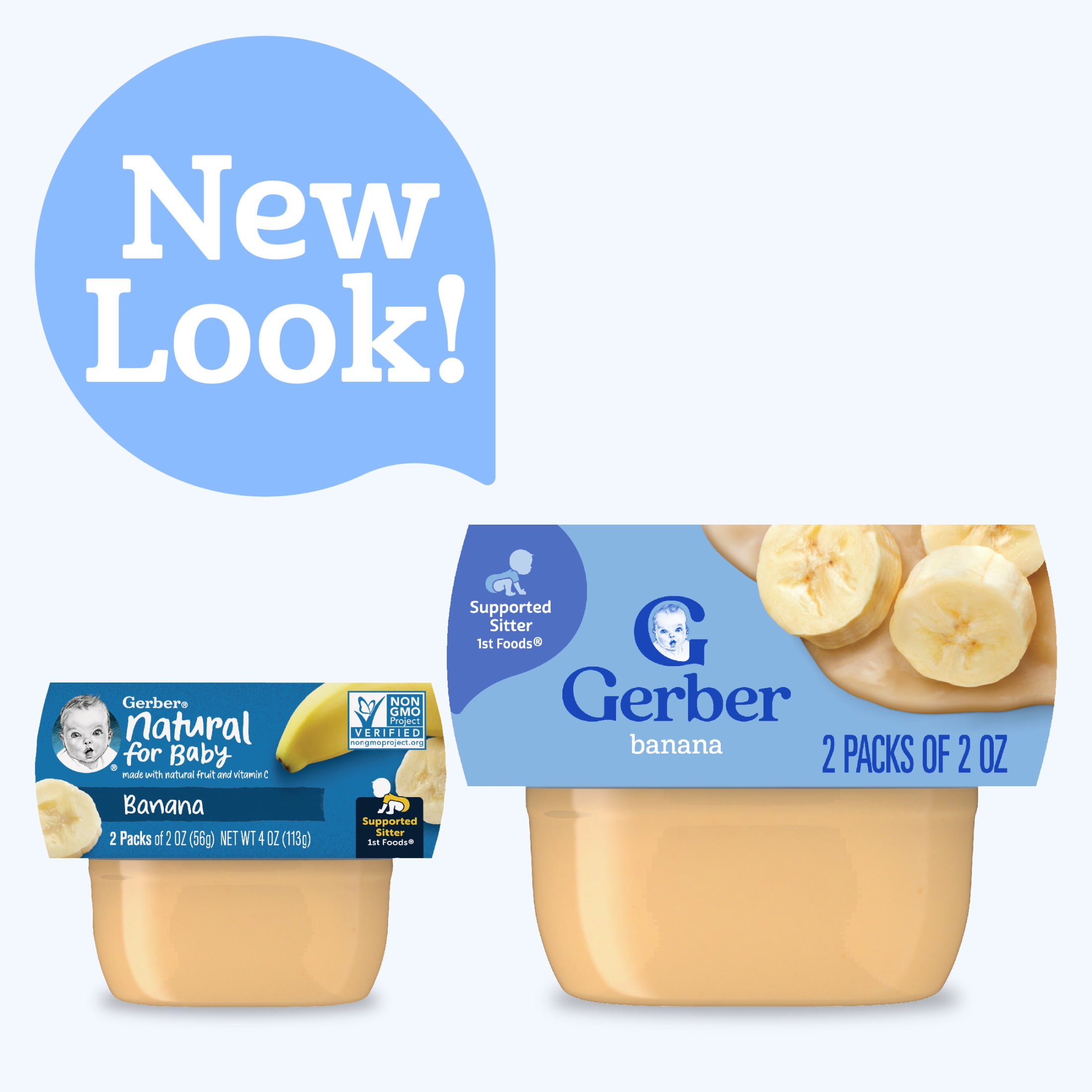 Gerber 1st Foods Baby Food, Banana Puree, Clean Label Project, 2 oz ...