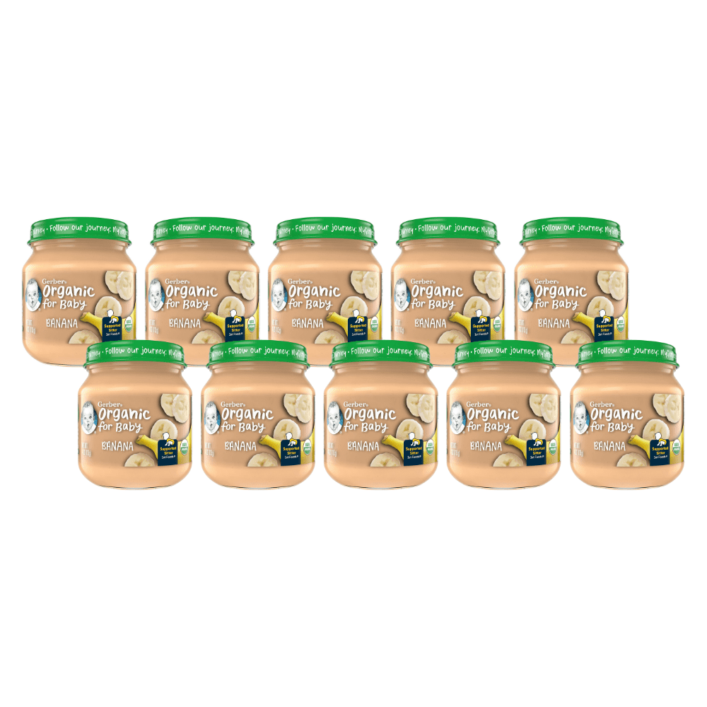 Gerber 1st Foods Baby Food Jars Organic Banana - 4 Ounce, 10 Count ...