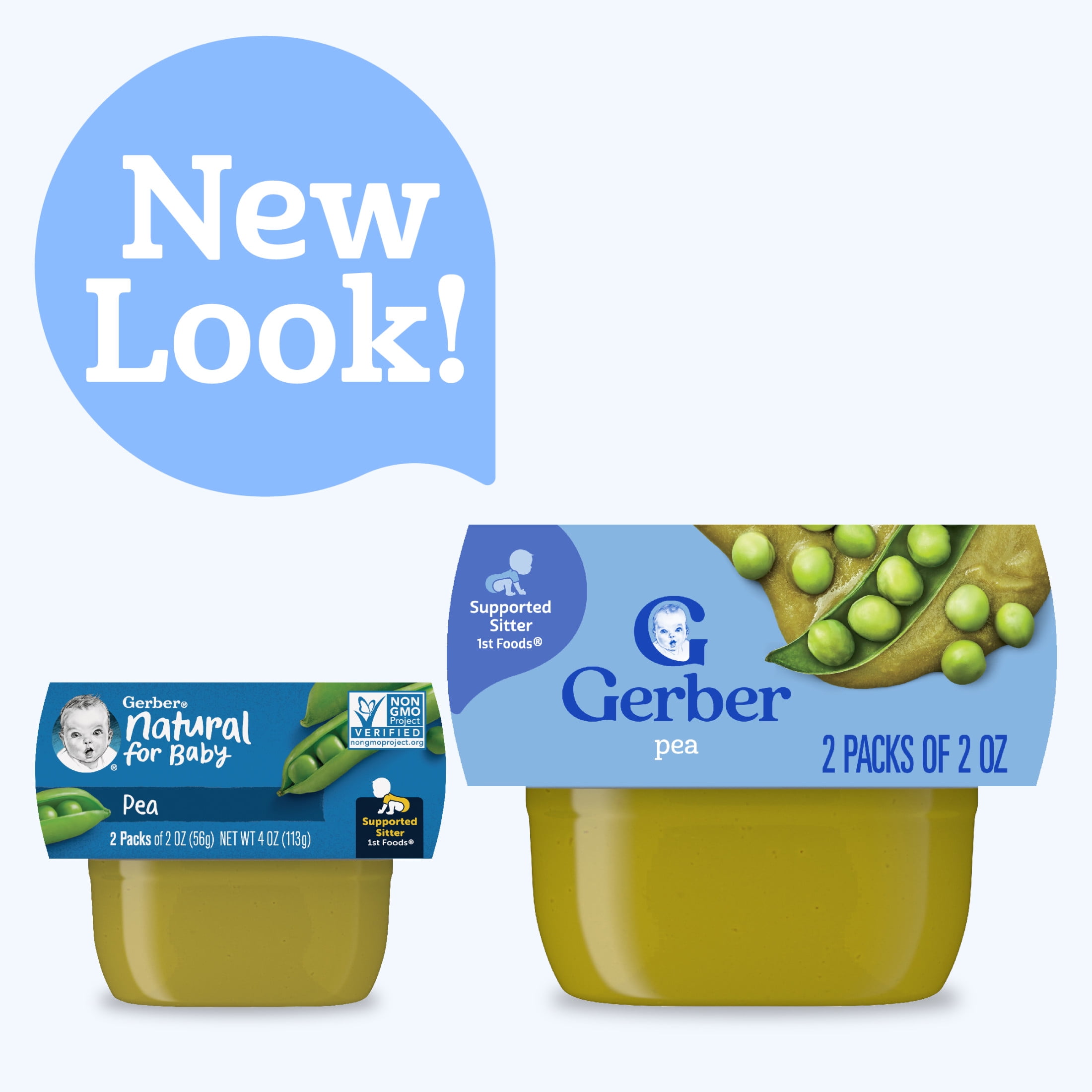 Gerber 1st Foods Baby Food, Pea Puree, Clean Label Project, 2 oz Tubs ...