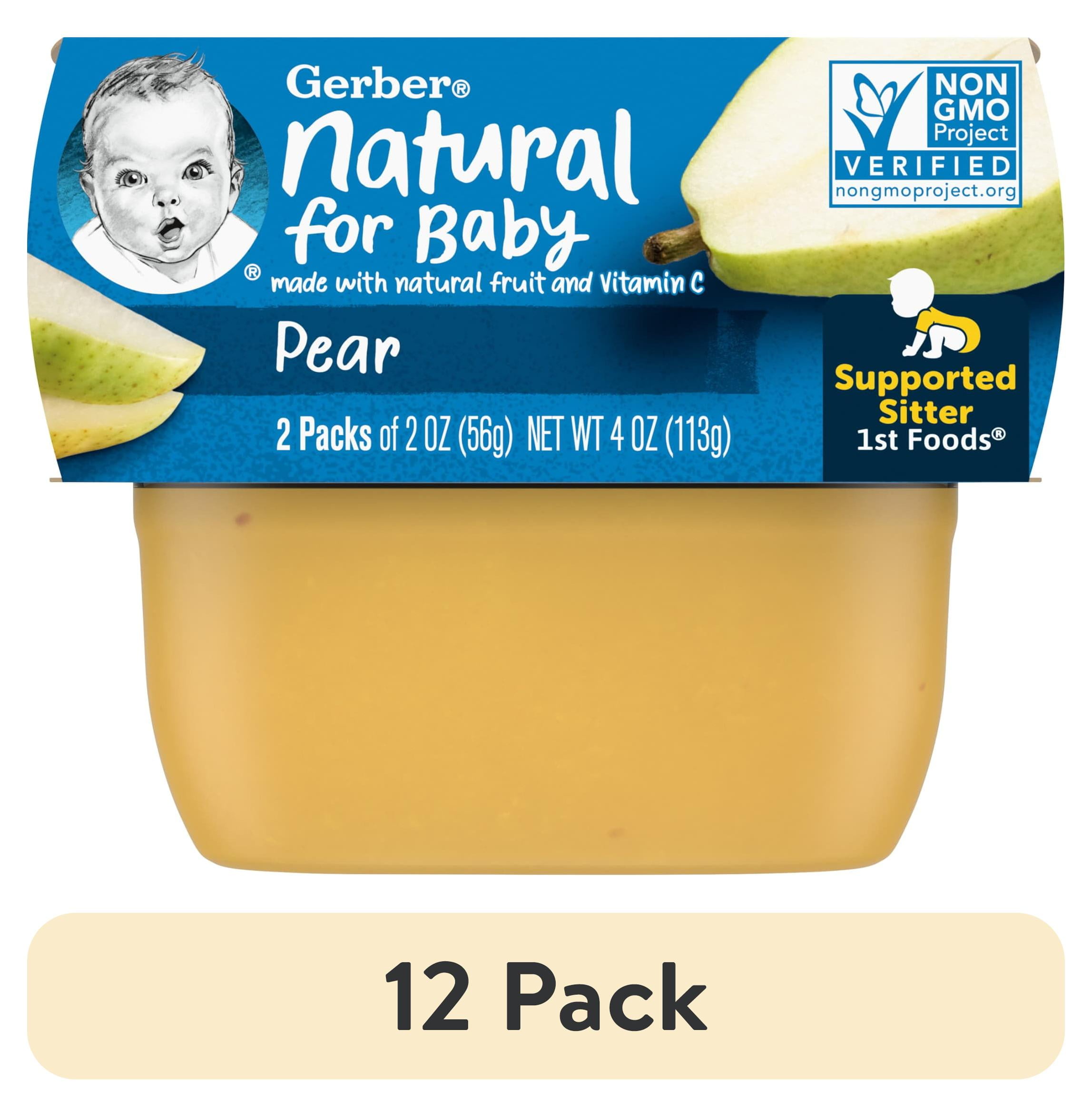(12 pack) Gerber Stage 1 Baby Food Pear Puree, 2 oz Tubs (2 Pack ...