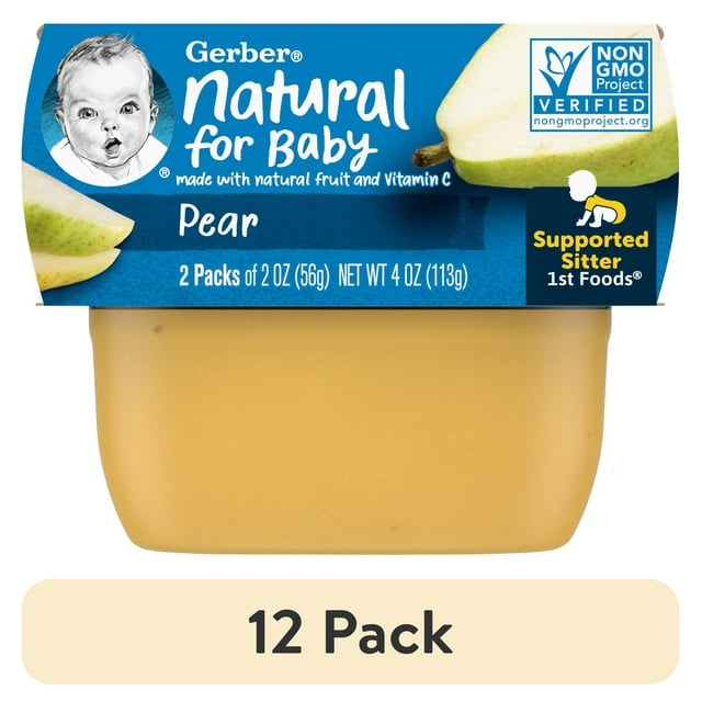 (12 pack) Gerber Stage 1 Baby Food Pear Puree, 2 oz Tubs (2 Pack ...
