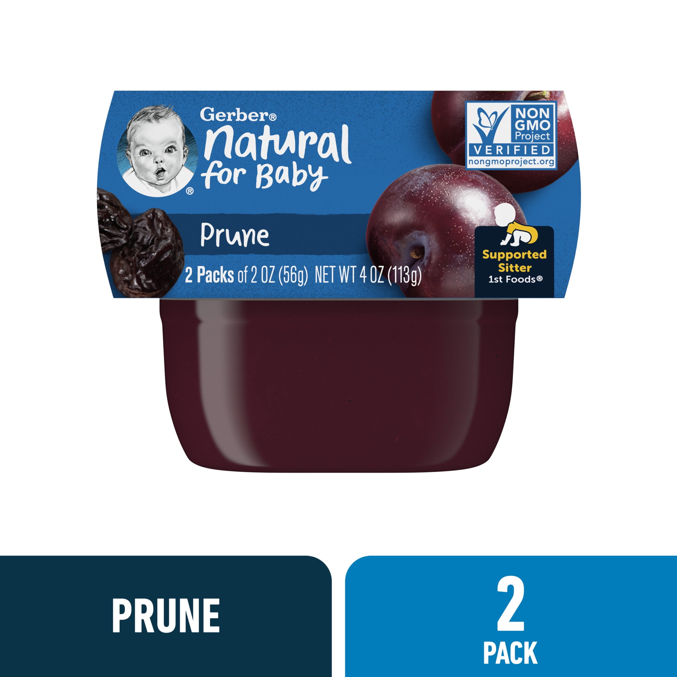 Gerber 1st Foods Baby Food, Prune, 2 oz Tubs (2 Pack) - Walmart.com