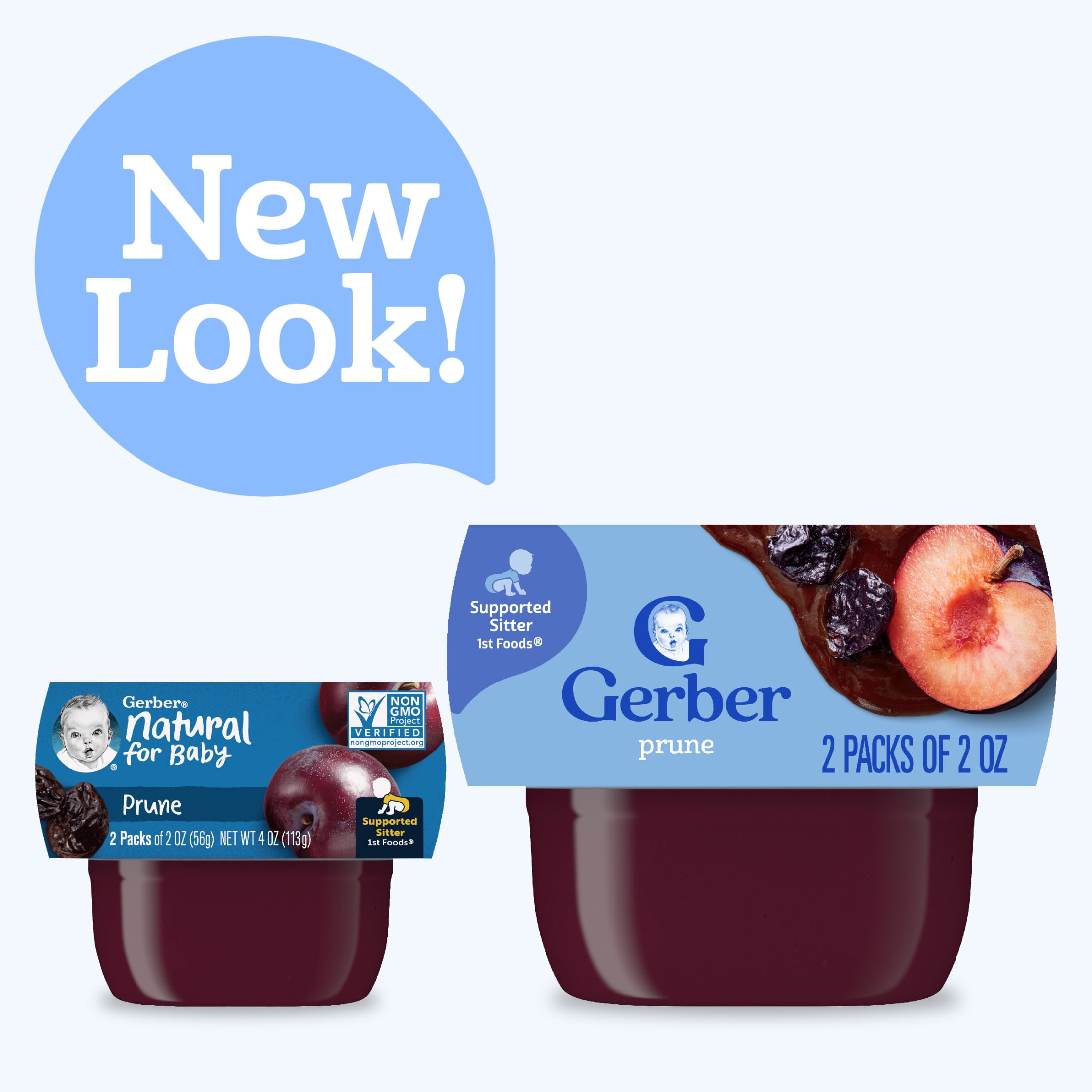 Gerber 1st Foods Baby Food, Prune, 2 oz Tubs (2 Pack) - Walmart.com