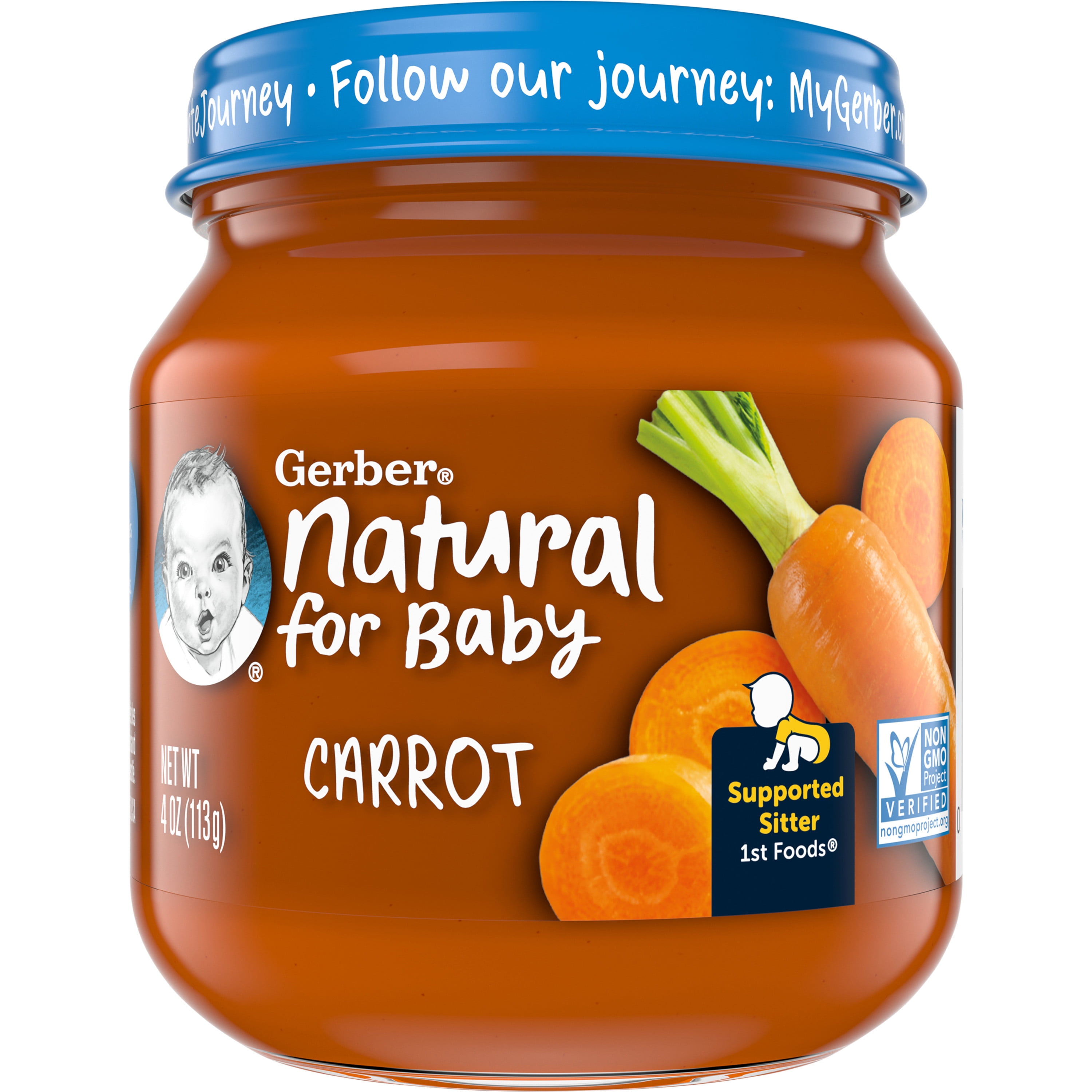 Gerber 1st Foods Natural for Baby Baby Food, Carrot, 4 oz Jar (10 Pack ...