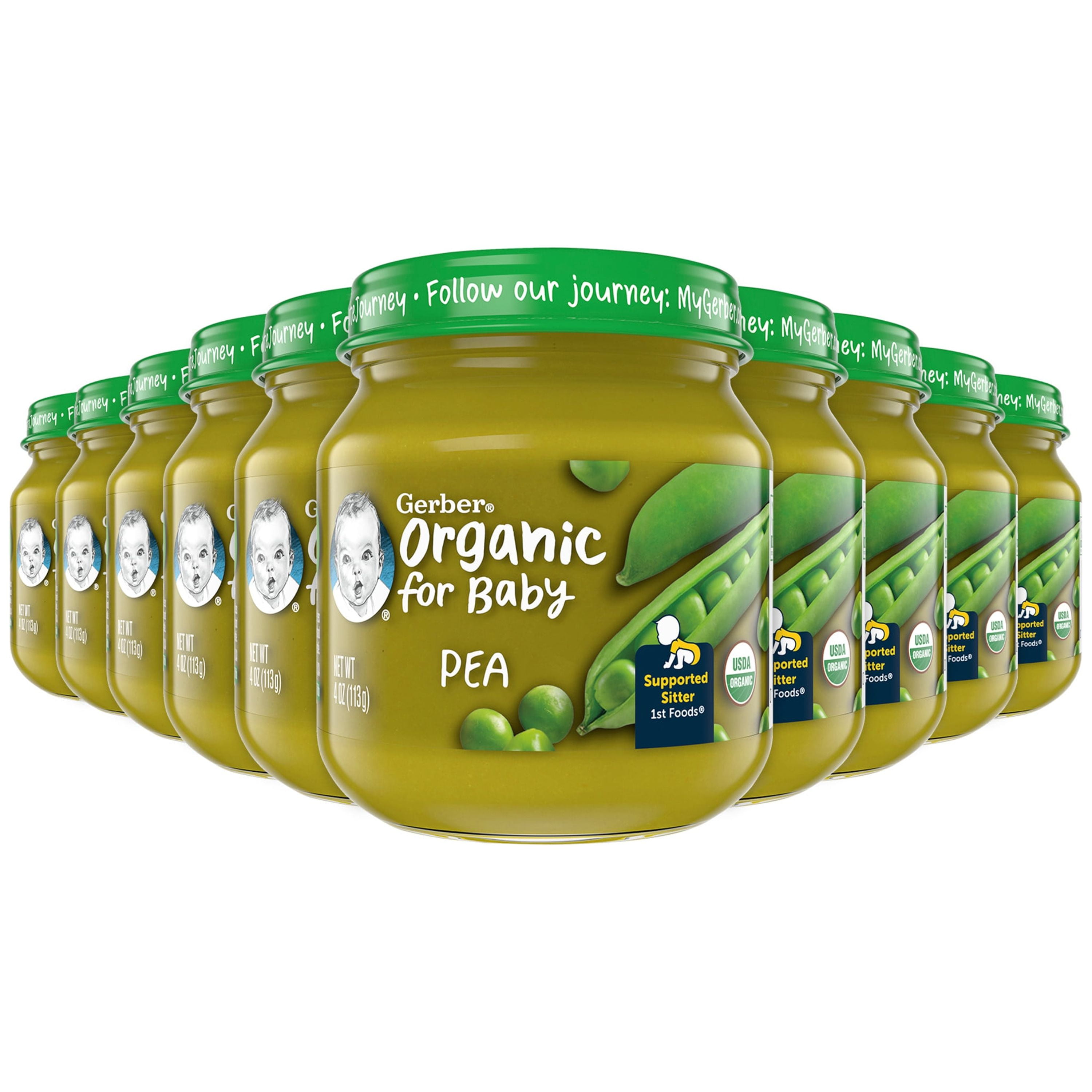 Gerber 1st Foods Organic for Baby Baby Food, Pea, 4 oz Jar (10 Pack ...