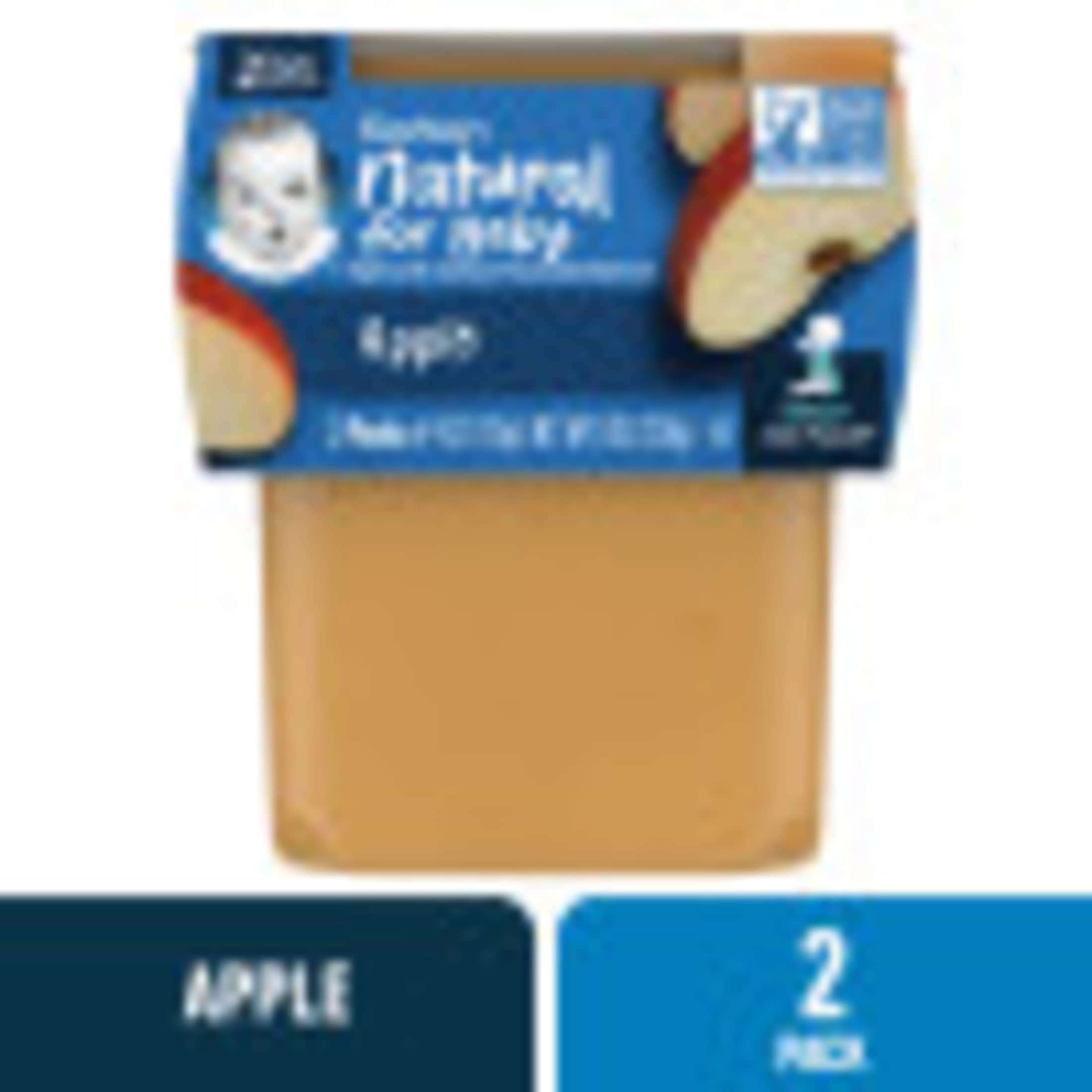 Gerber 2nd Foods Baby Food, Apple Puree, Clean Label Project, 4 oz Tubs ...
