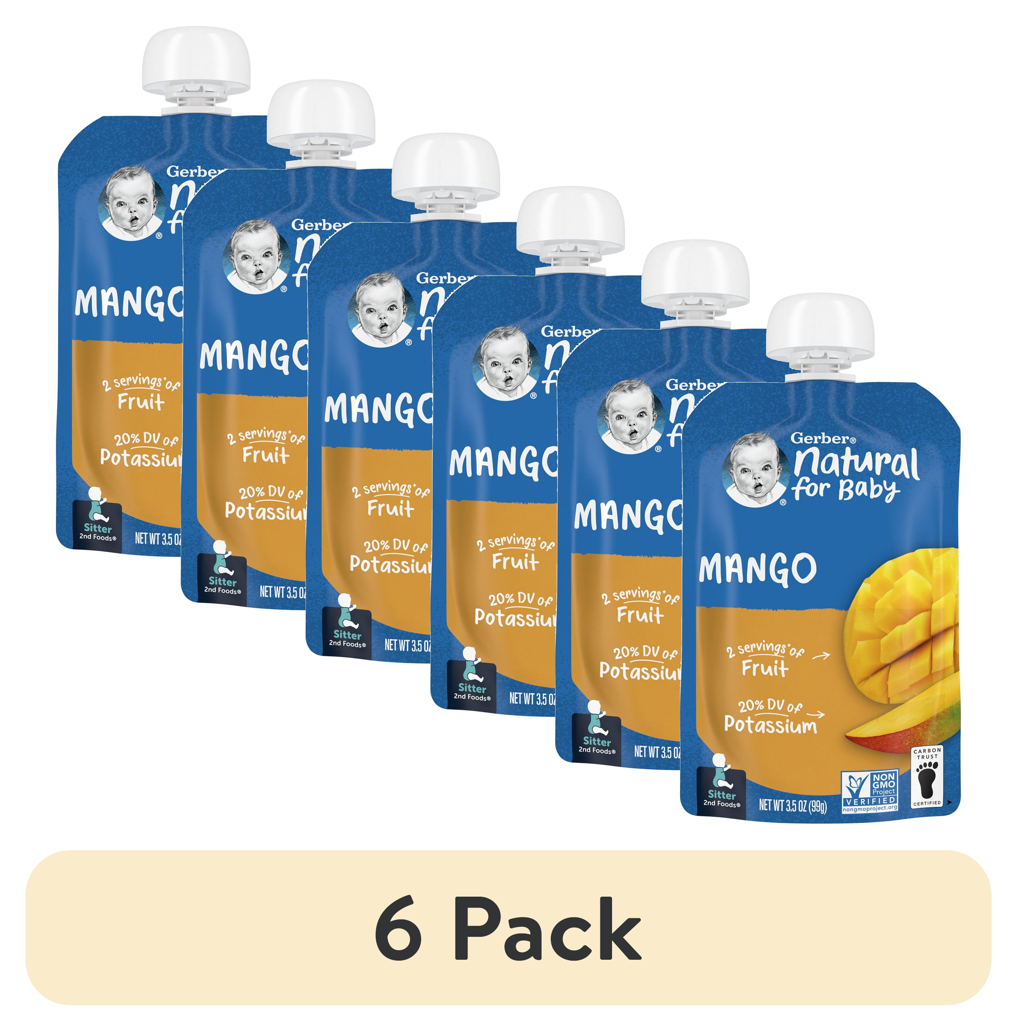 (6 pack) Gerber Stage 2 Baby Food, Mango Puree Pouch 12 ea - Walmart.com