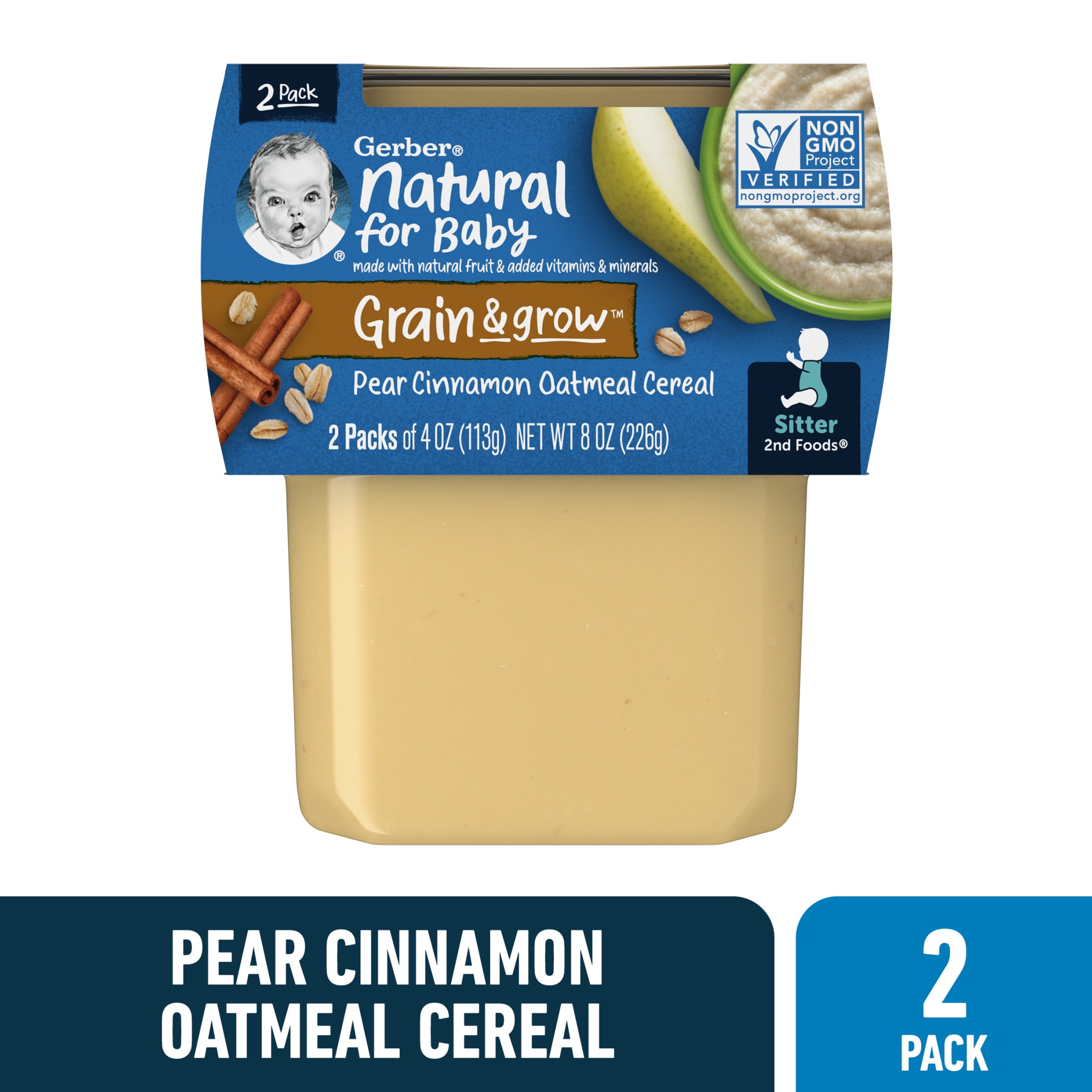 Gerber 2nd Foods Baby Food, Pear Cinnamon with Oatmeal, 4 oz Tubs (2 ...