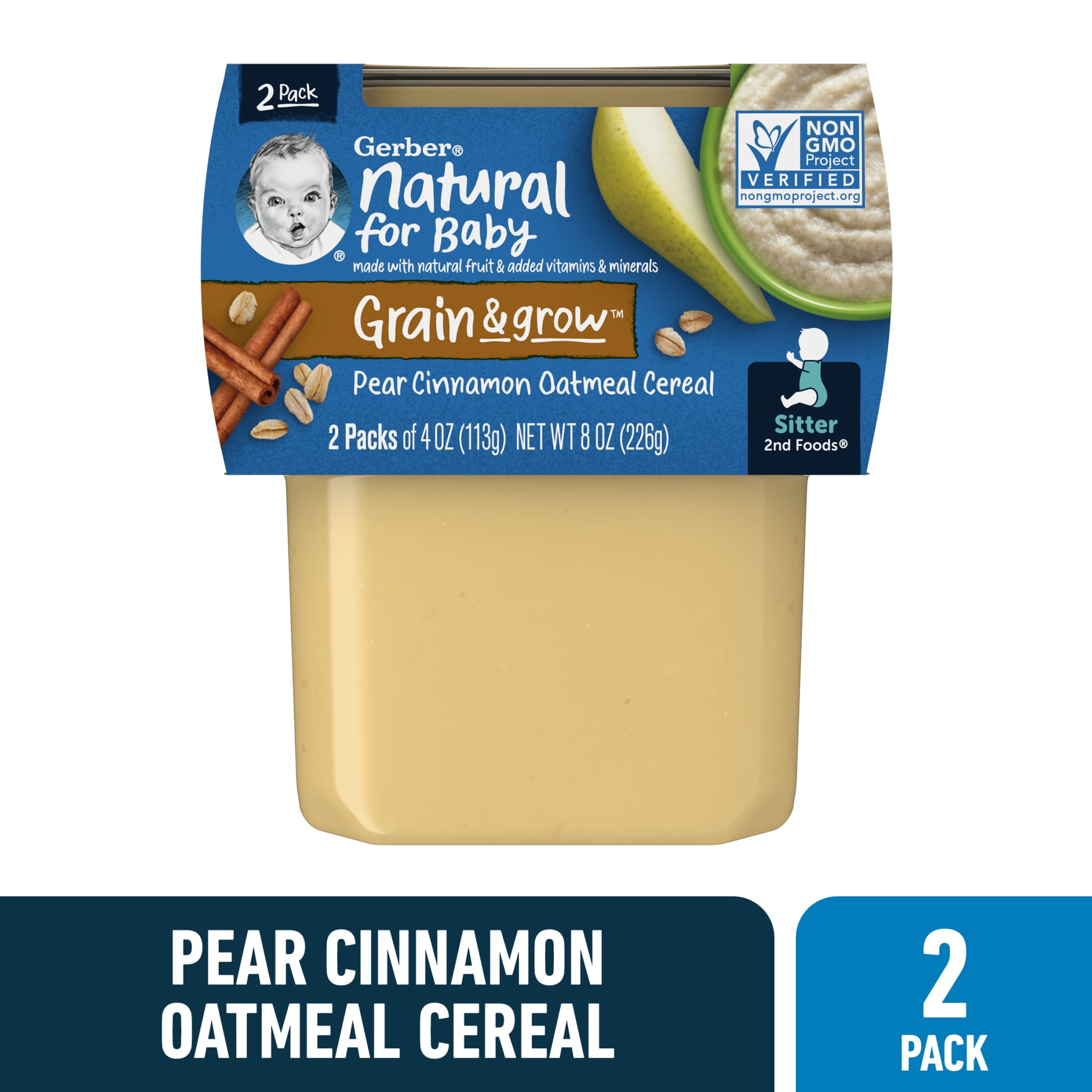 Gerber 2nd Foods Baby Food, Pear Cinnamon with Oatmeal, 4 oz Tubs (2 ...