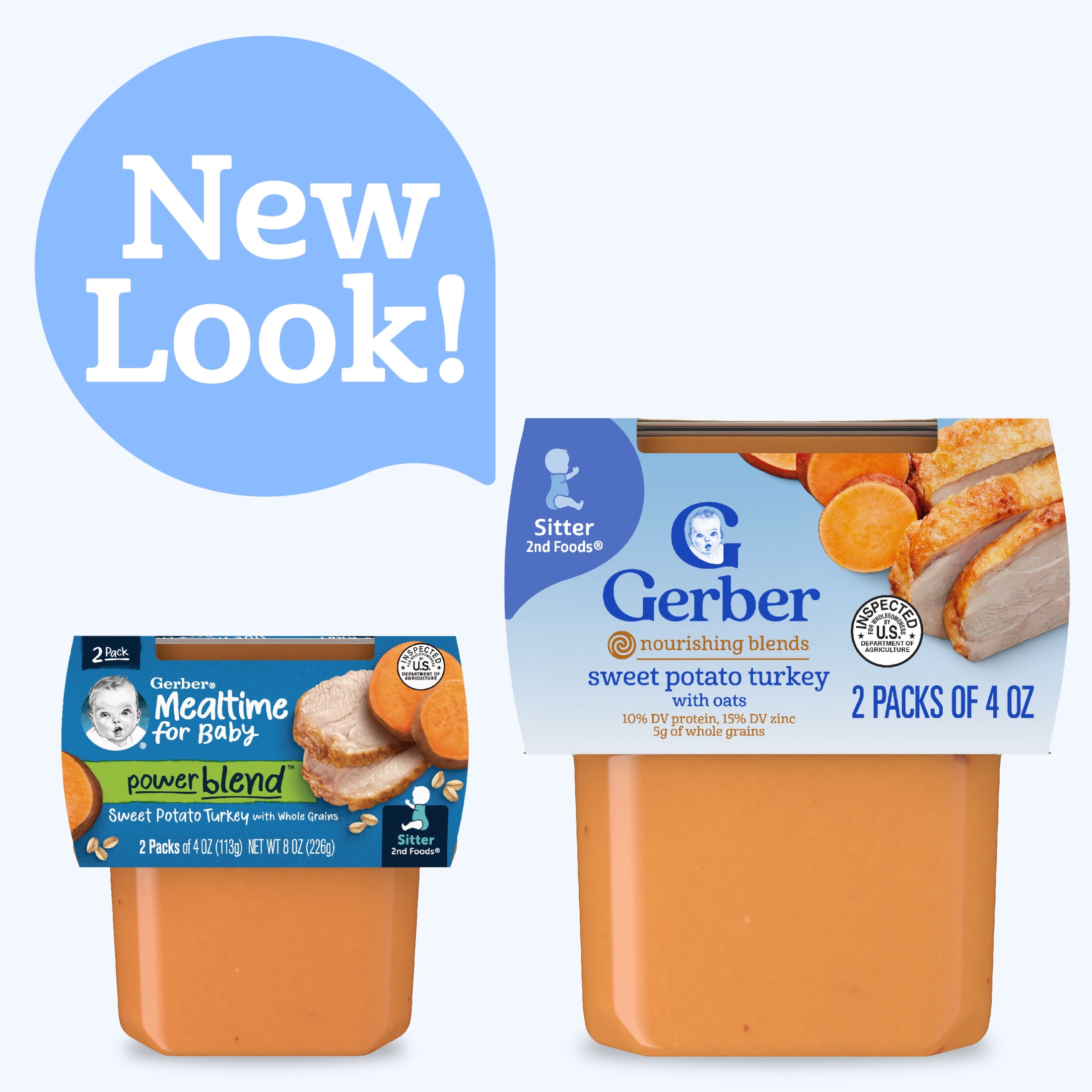 Gerber Stage 2 Baby Food, Sweet Potato Turkey with Oats Puree Tub, Baby ...