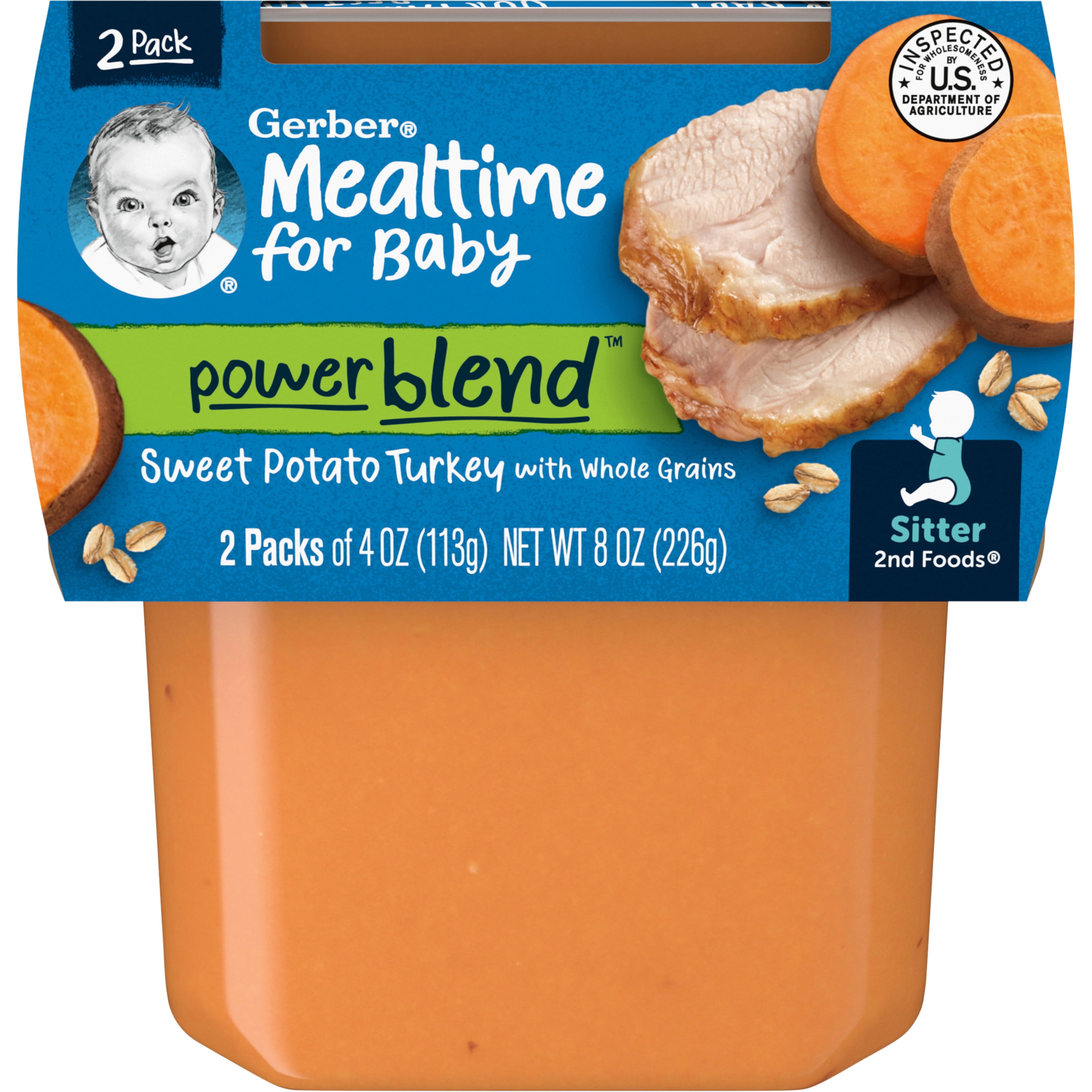 Gerber 2nd Foods Baby Foods, Sweet Potato & Turkey with Whole Grains ...