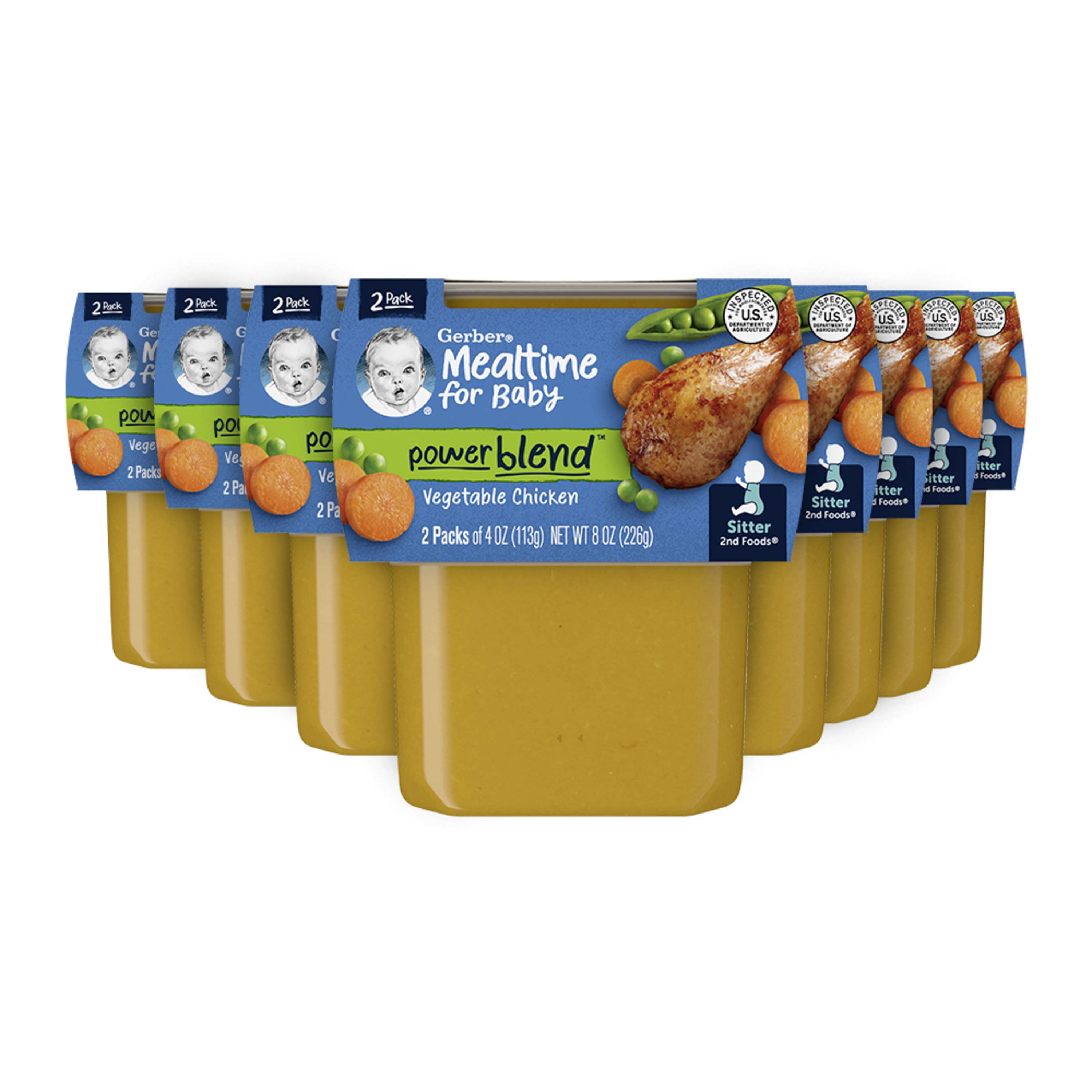 Gerber 2nd Foods Vegetable Chicken Dinner Baby Foods, 4 oz Tubs, Pack ...