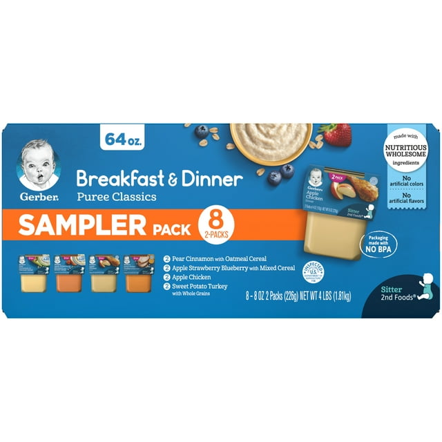 Gerber 2nd Foods Breakfast & Dinner Puree Classics Baby Food, Variety ...