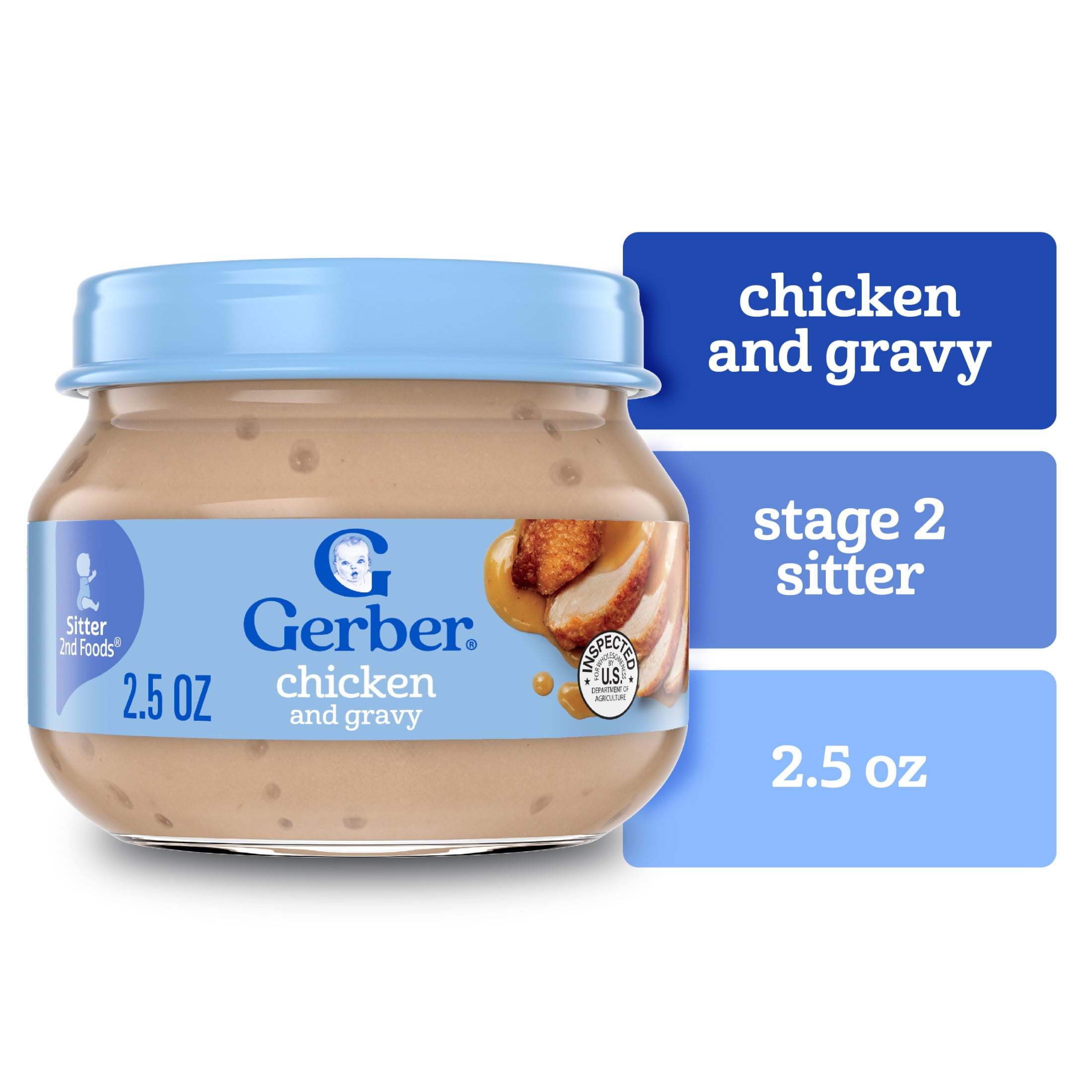 Gerber Baby Food Chicken and Gravy Jar Stage 2 2.5 oz Nutritional ...
