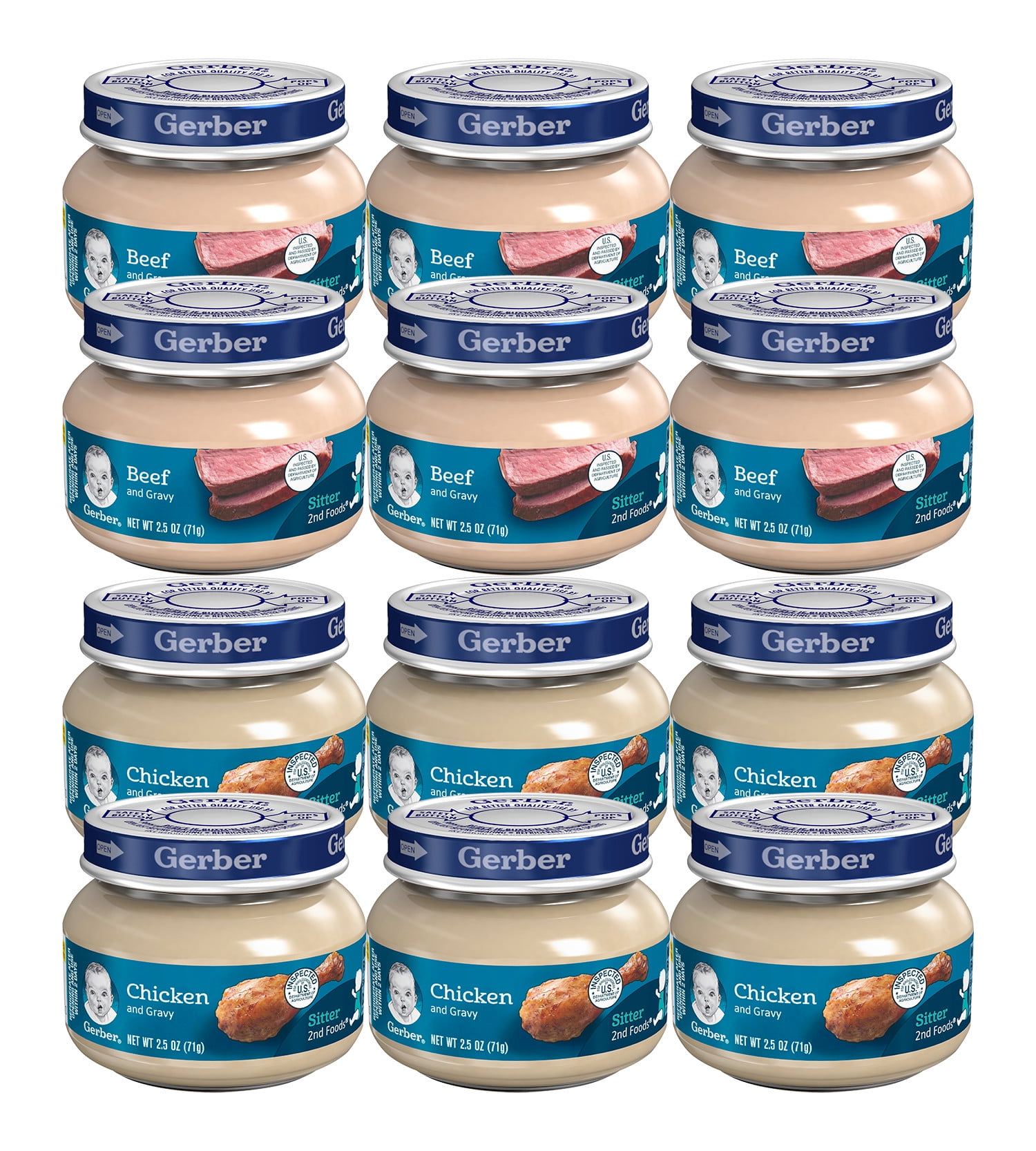Gerber Baby 2nd Foods Variety Pack, 12 Jars - 6 Chicken, 6 Beef ...
