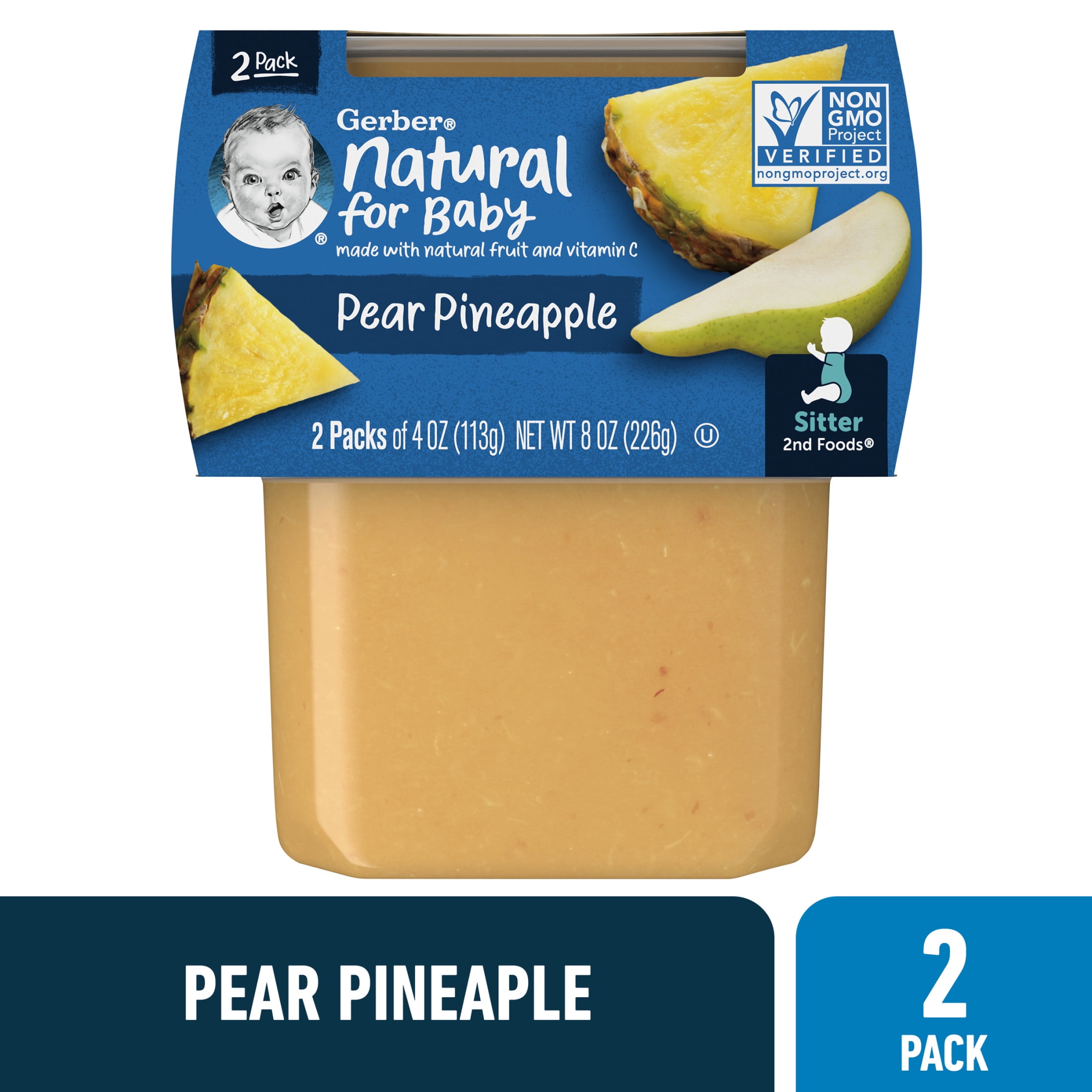 Gerber Stage 2 Baby Food, Pear Pineapple Puree, 4 oz Tubs (2 Pack ...