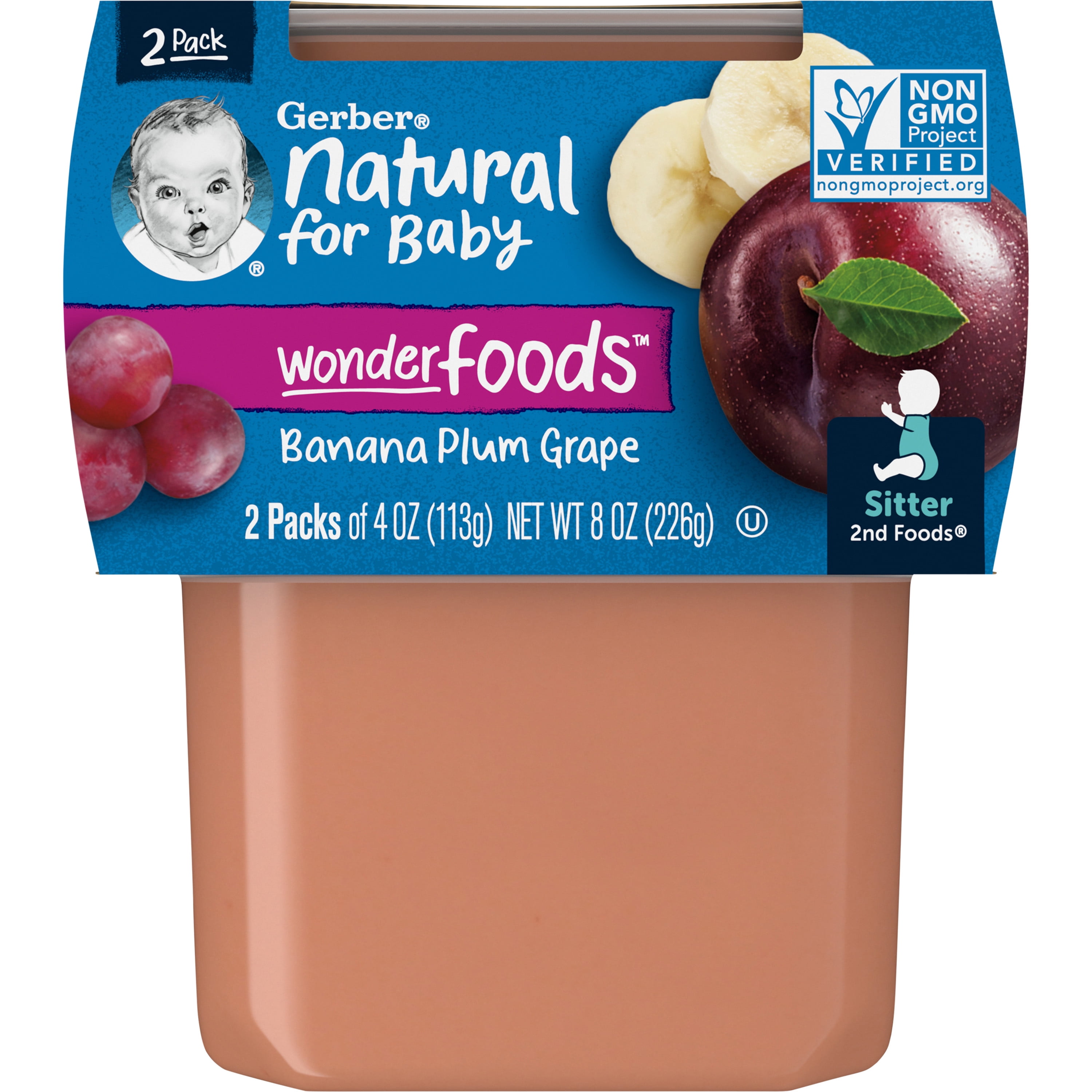 Gerber 2nd Foods Natural for Baby WonderFoods Baby Food, Banana Plum ...