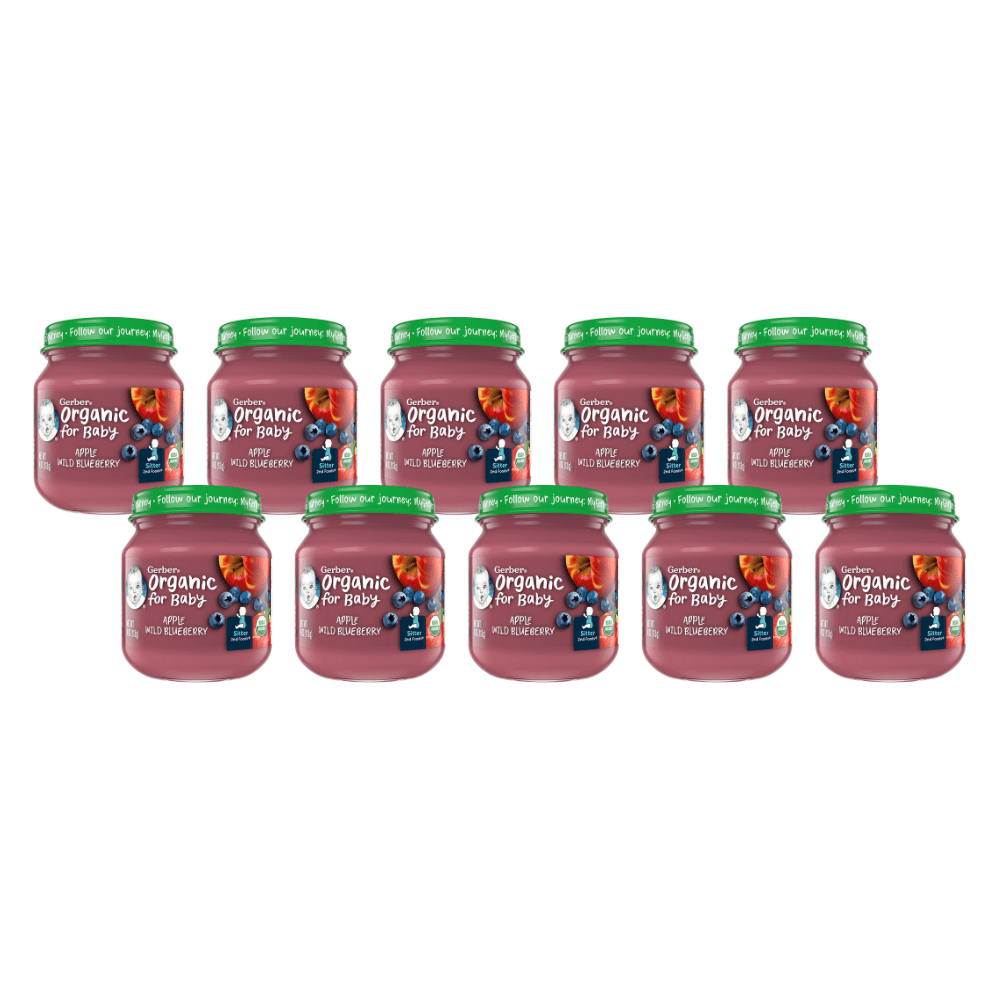 Gerber 2nd Foods, Organic Apple Wild Blueberry, 4 OZ, 10 Count ...