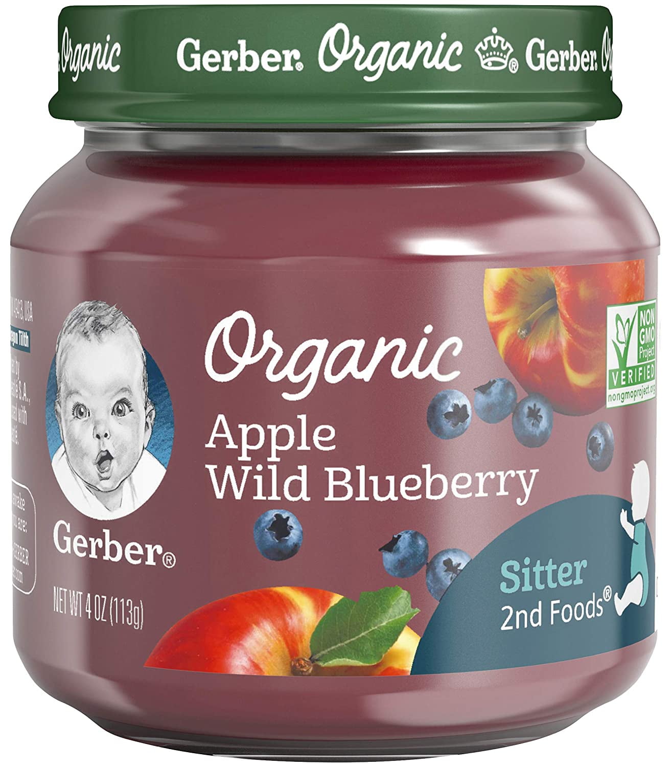 Gerber 2nd Foods, Organic Apple Wild Blueberry, 4 OZ, 6 Count - Walmart.com