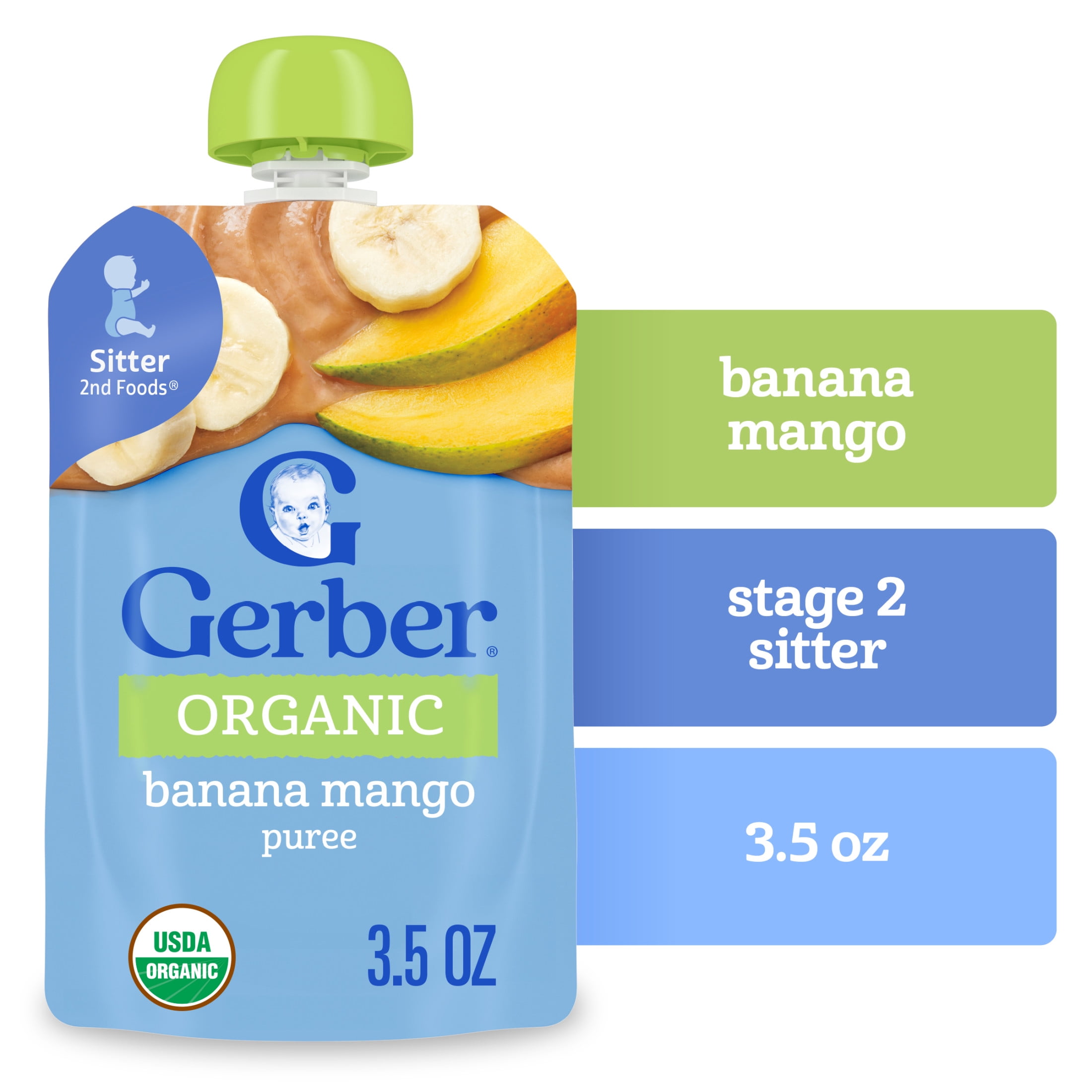 Gerber Organic Banana Mango Stage 2 Baby Food Pouch, Unsweetened ...