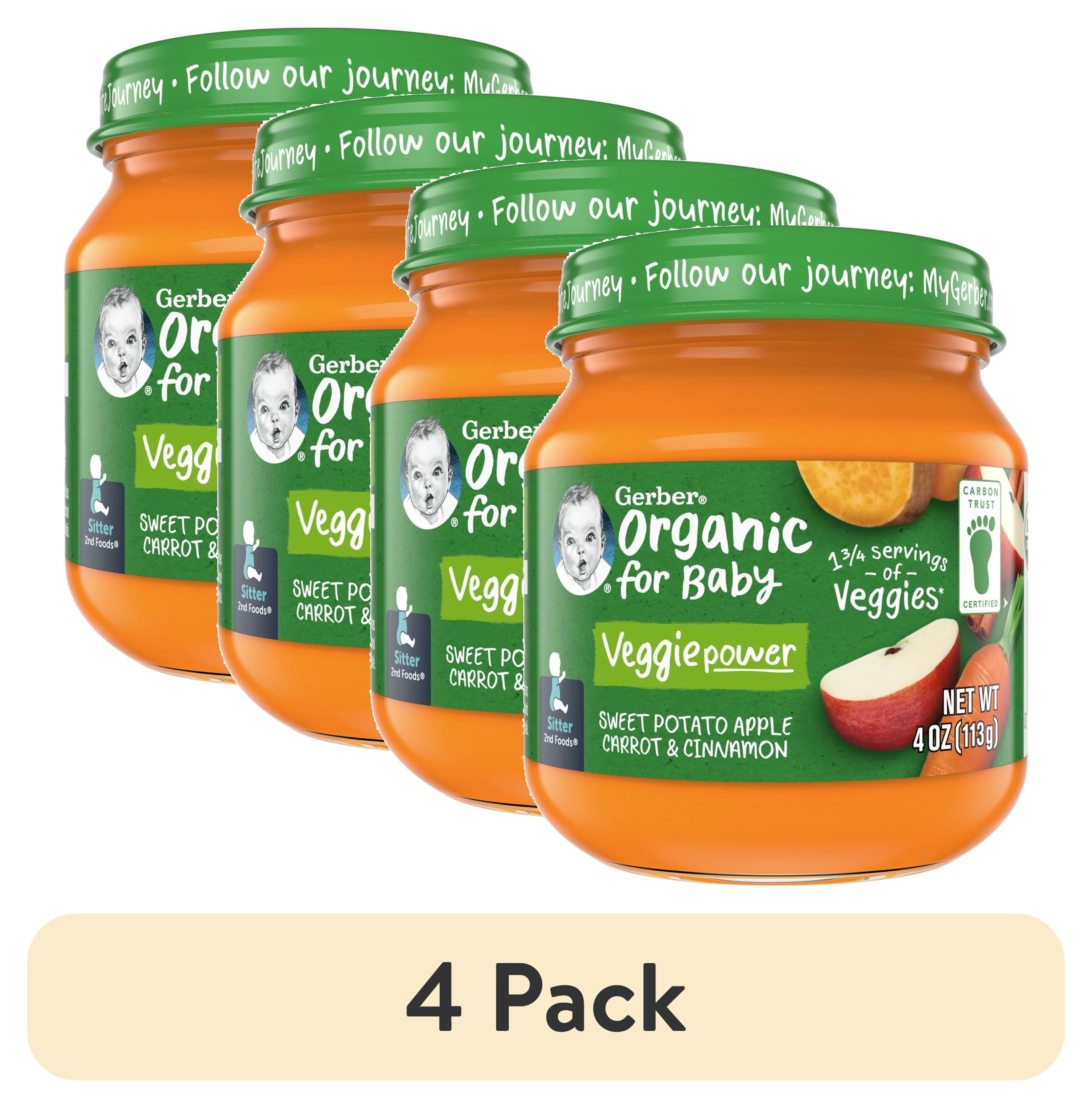 (4 pack) Gerber Organic Stage 2 Baby Food, Sweet Potato Apple Carrot ...