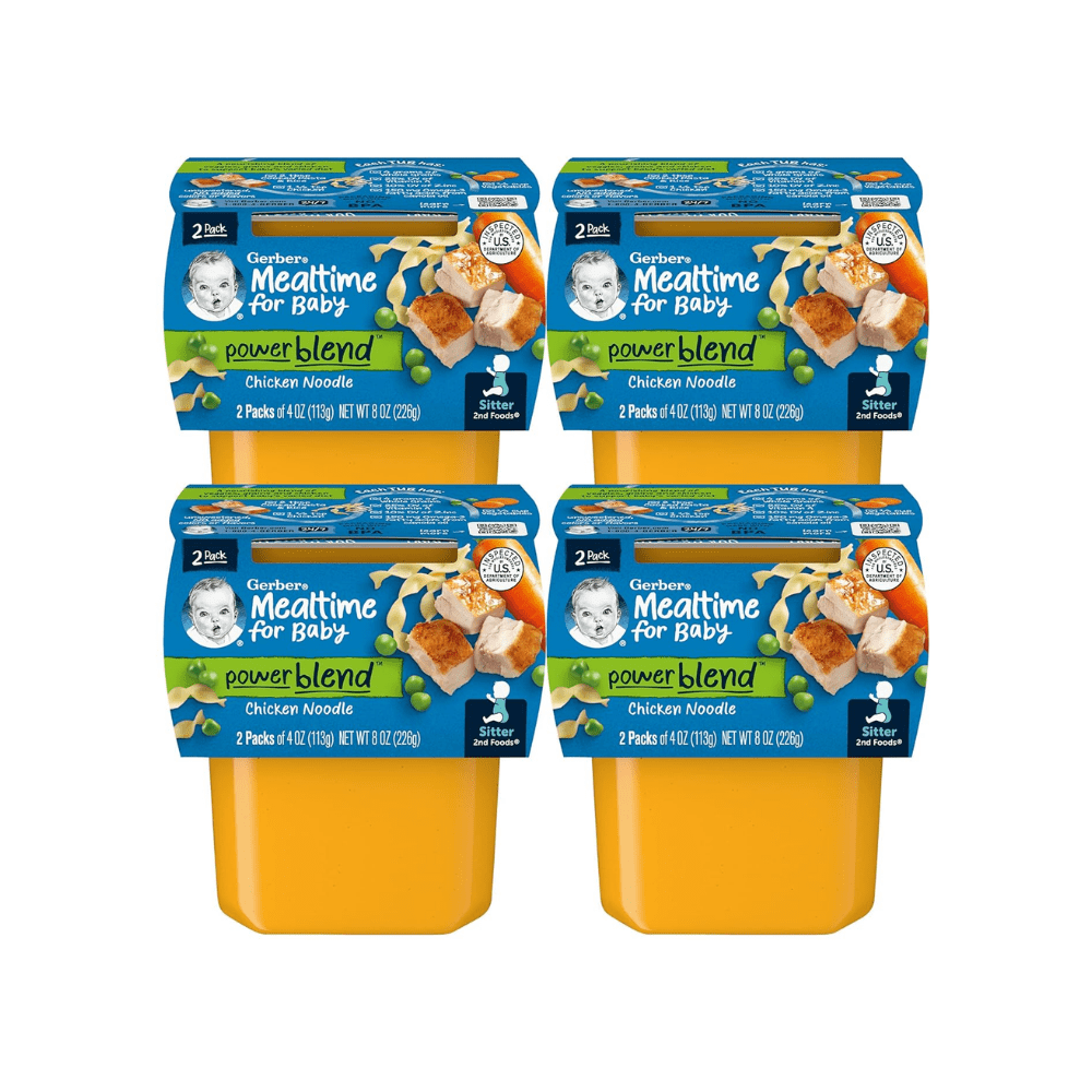 Gerber 2nd Foods Power Blend Baby Foods, Chicken Noodle, 4 oz Tubs ...