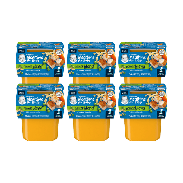Gerber 2nd Foods Power Blend Baby Foods, Chicken Noodle, 4 oz Tubs (Pack of 6) - Walmart.com