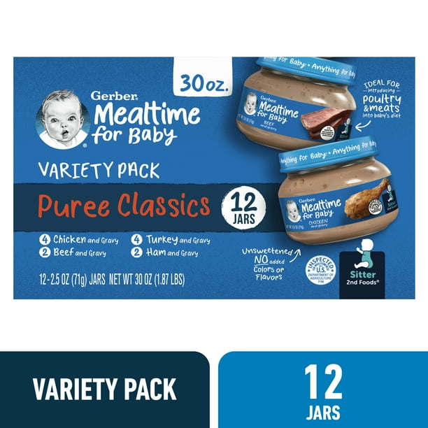 Gerber Stage 2 Baby Food, Chicken, Turkey, Beef, and Ham all with Gravy ...